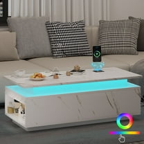 Buenhomino Black LED Coffee Table for Living Room, Modern High Glossy ...