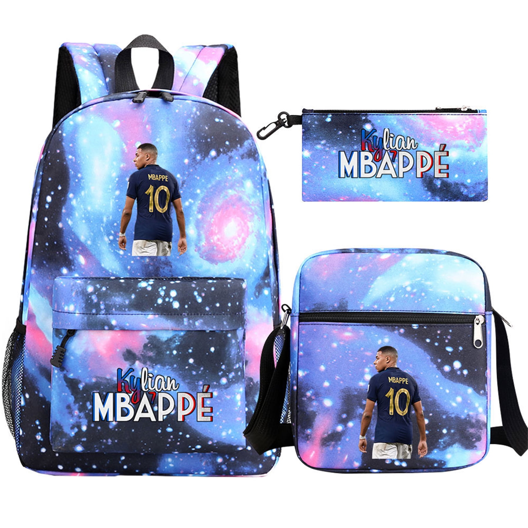 Youth 3 in 1 School Bookbag Set Kylian Mbappe Backpack+Shoulder Bag ...