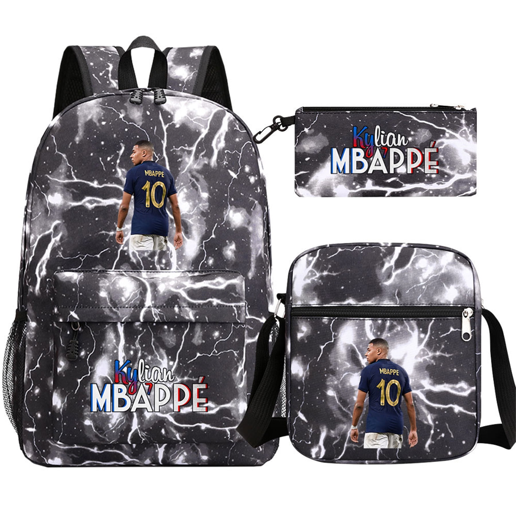 Youth 3 in 1 School Bookbag Set Kylian Mbappe Backpack+Shoulder Bag ...