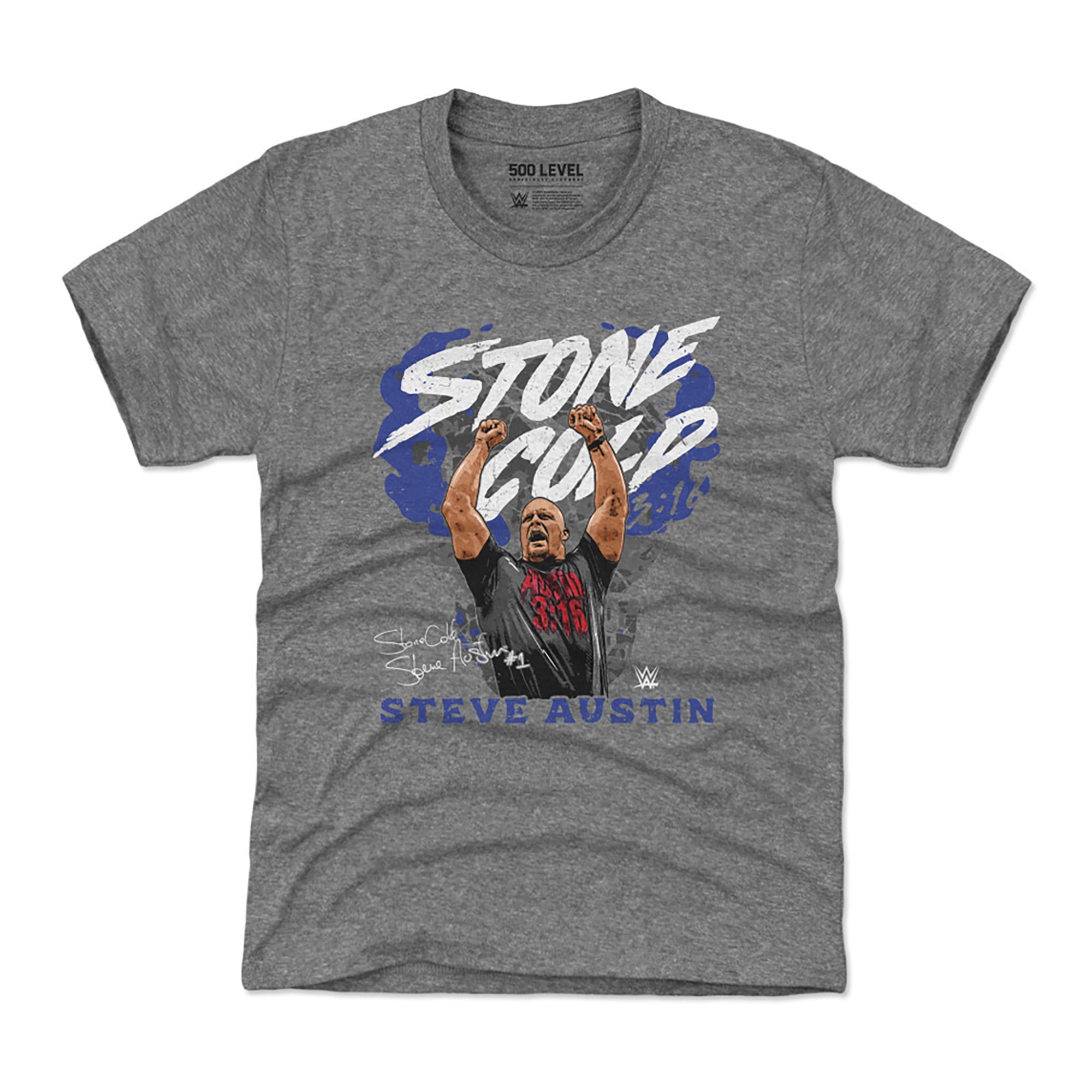 Youth 500 Level Heather Gray "Stone Cold" Steve Austin Pose T-Shirt ...