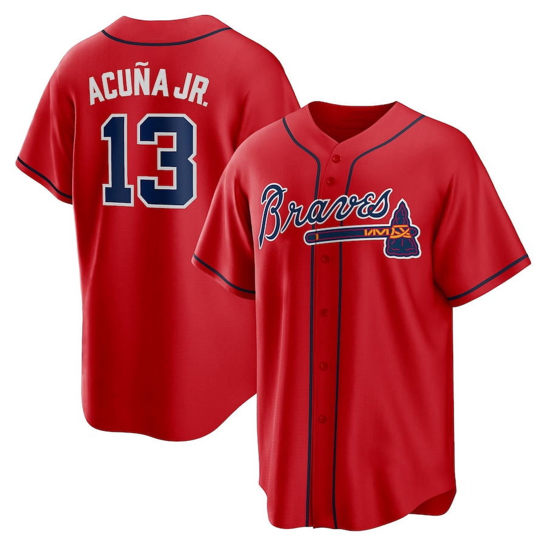 Youth Atlanta Acuna Jr. 13 Red Replica Stitched Player T-shirts Sports ...