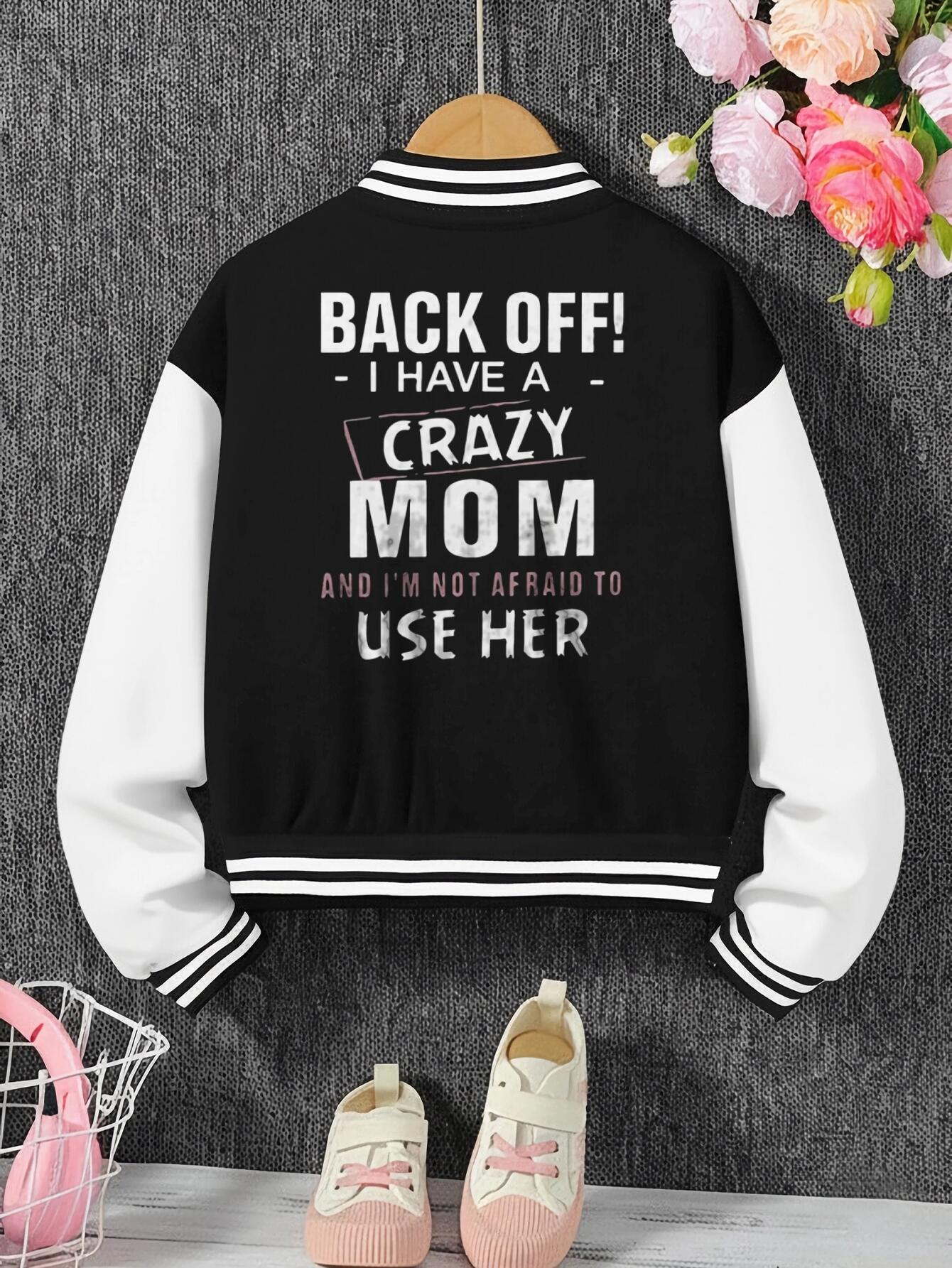 Youth Baseball Jacket Crazy Mom Hoodies Funny Graphic Tee Boys Perfect ...