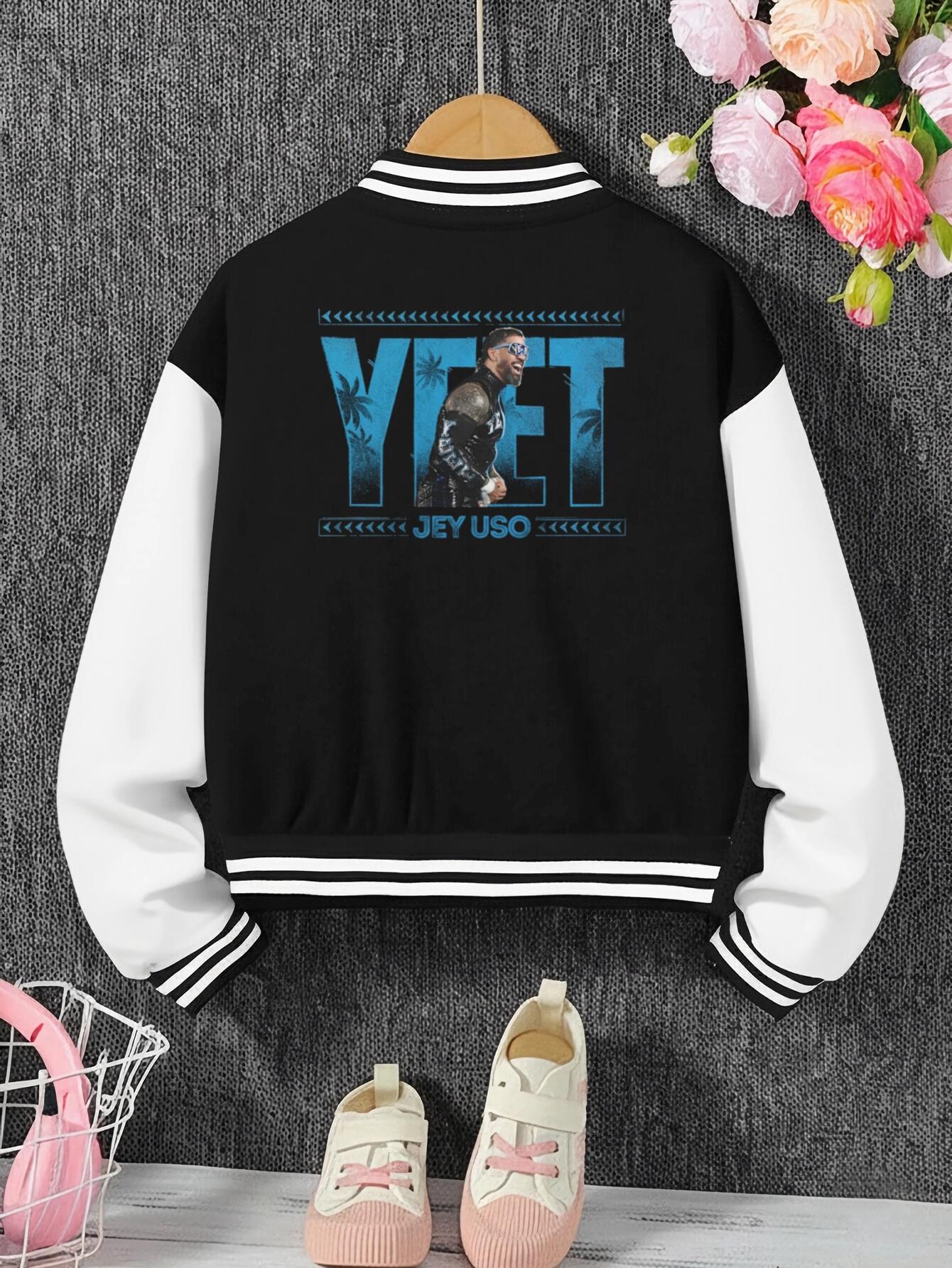 Youth Baseball Jacket Jey Uso YEET Hoodie WWE Wrestling Fan Apparel ...