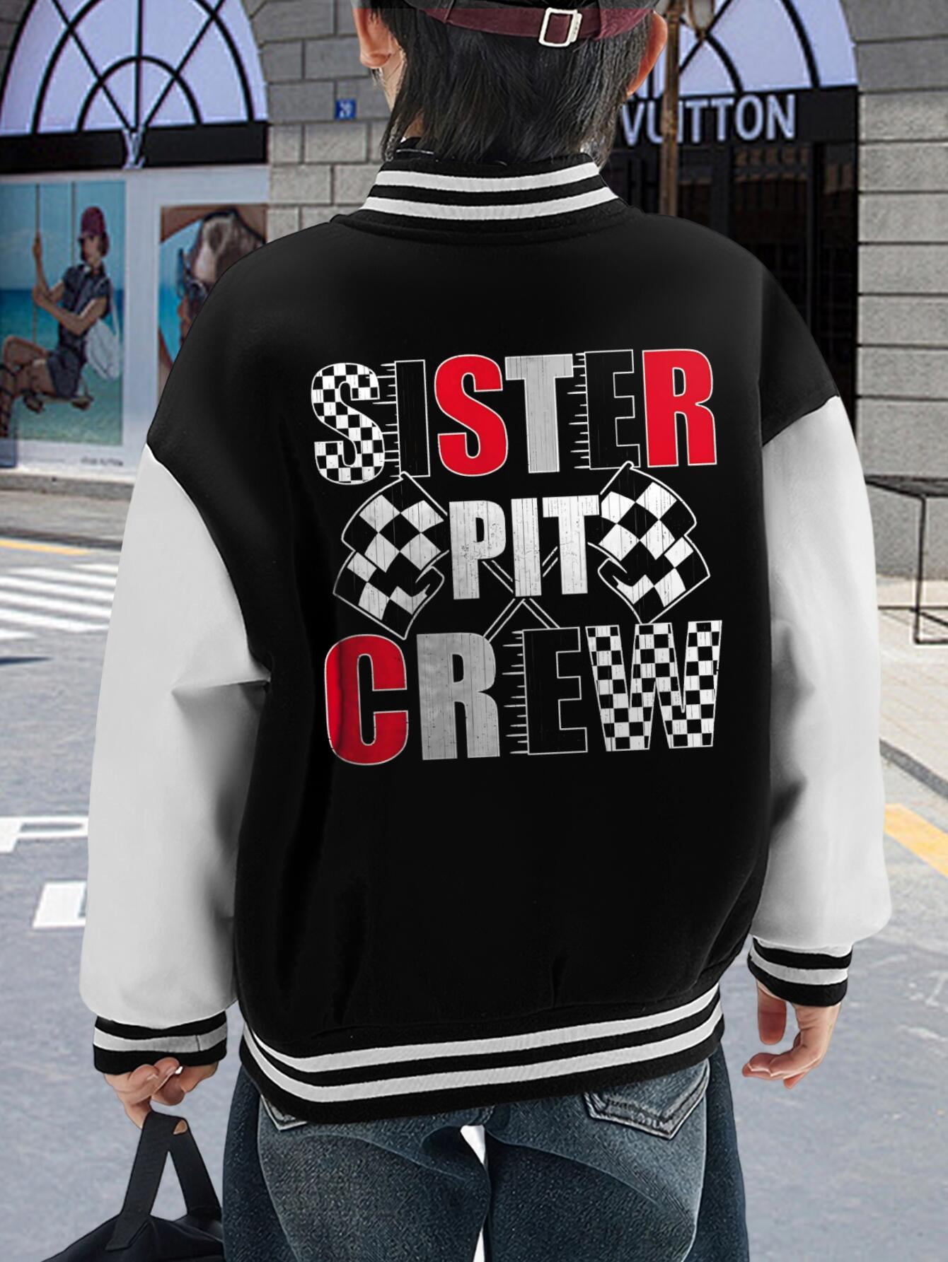 Youth Baseball Jacket Sister Pit Crew Racing Hoodies for Cute Race Car ...