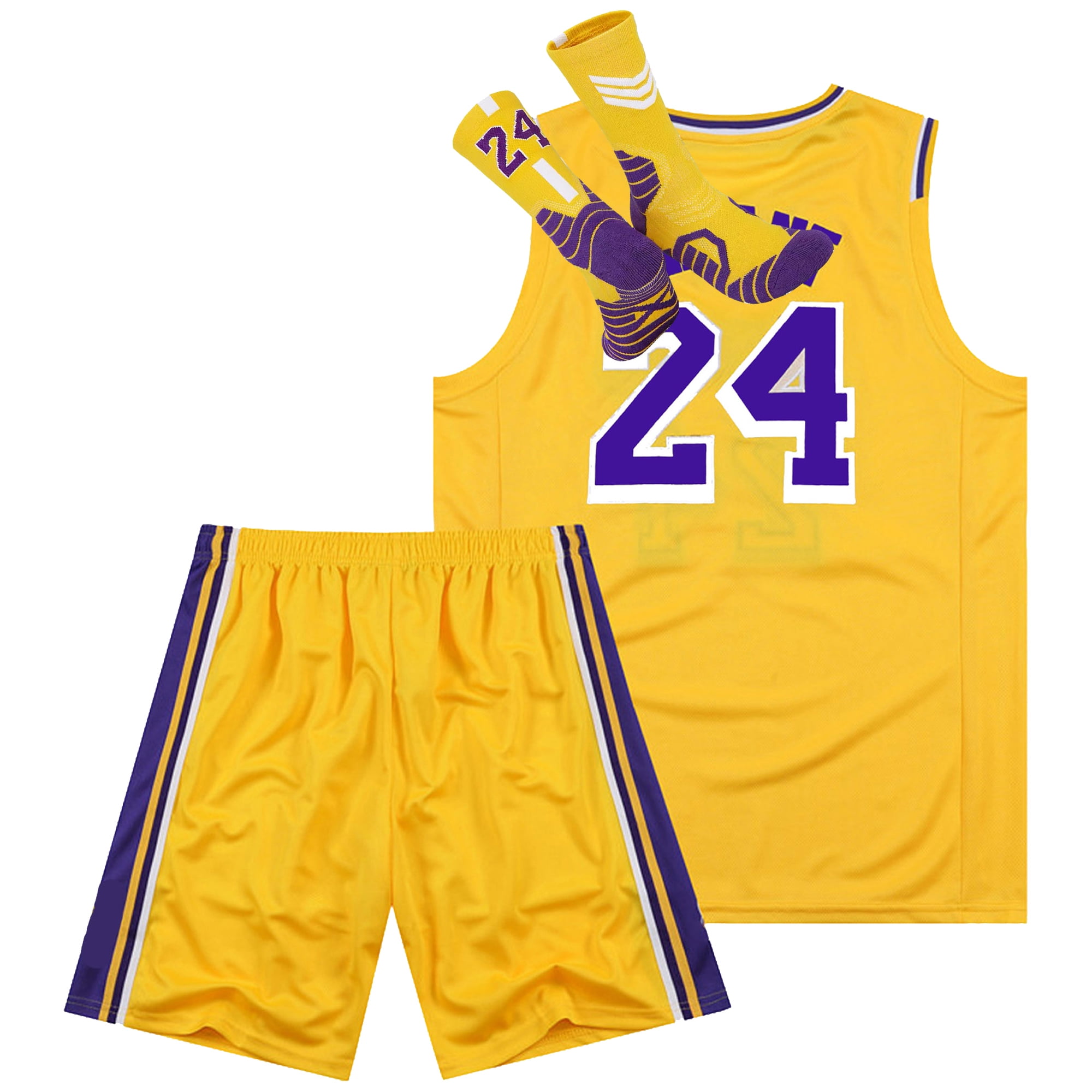 Youth Basketball Jersey Set with Socks #24 Kobe Basketball Jersey for ...