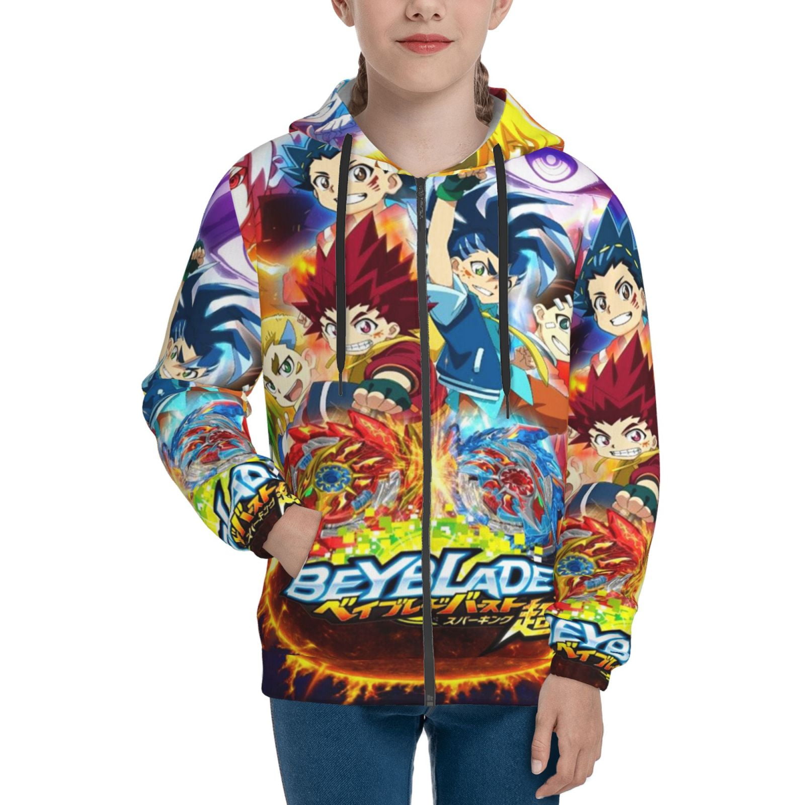 Youth Beyblade Burst Hoodie Zip Up Graphic Hooded Sweatshirt with ...