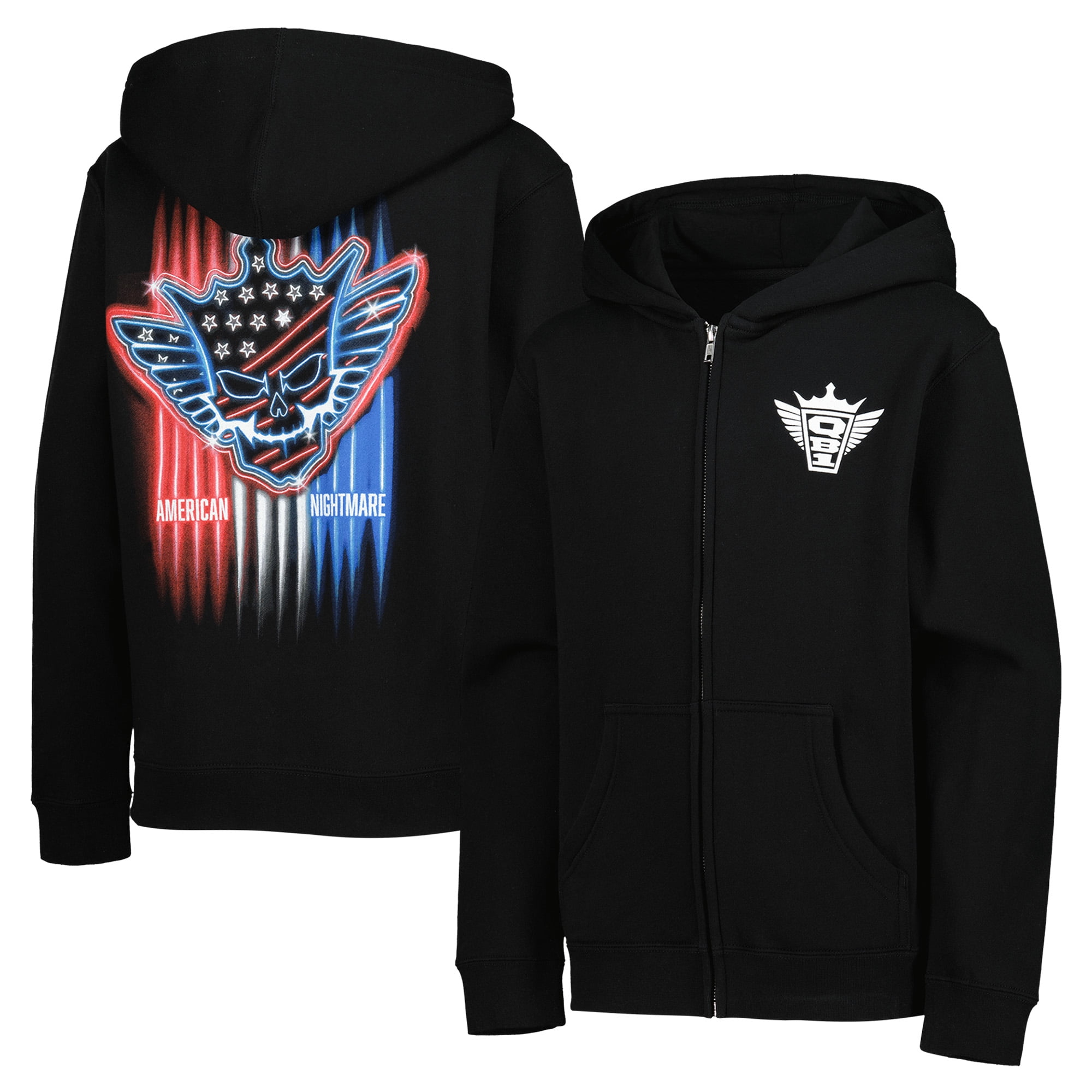 Youth Black Cody Rhodes Neon American Nightmare Full-Zip Hoodie ...