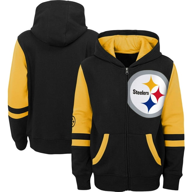Youth Black Pittsburgh Steelers Colorblock Full-Zip Hoodie - Walmart.com