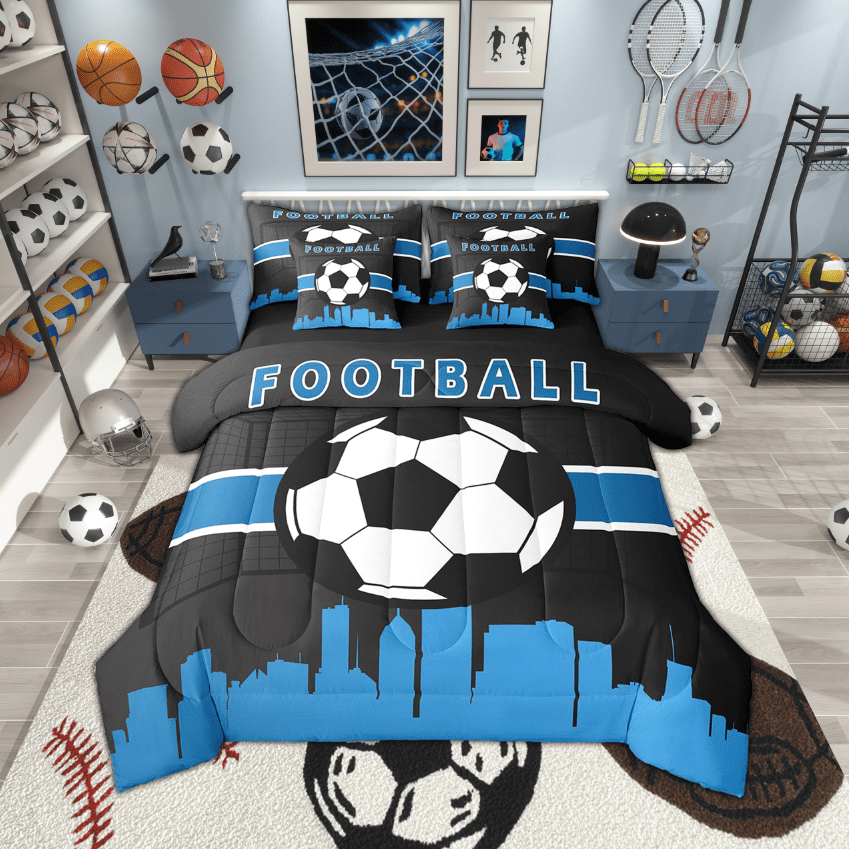Youth Gaming Bed in a Bag Soccer Football Bedding Set, Sport Queen ...