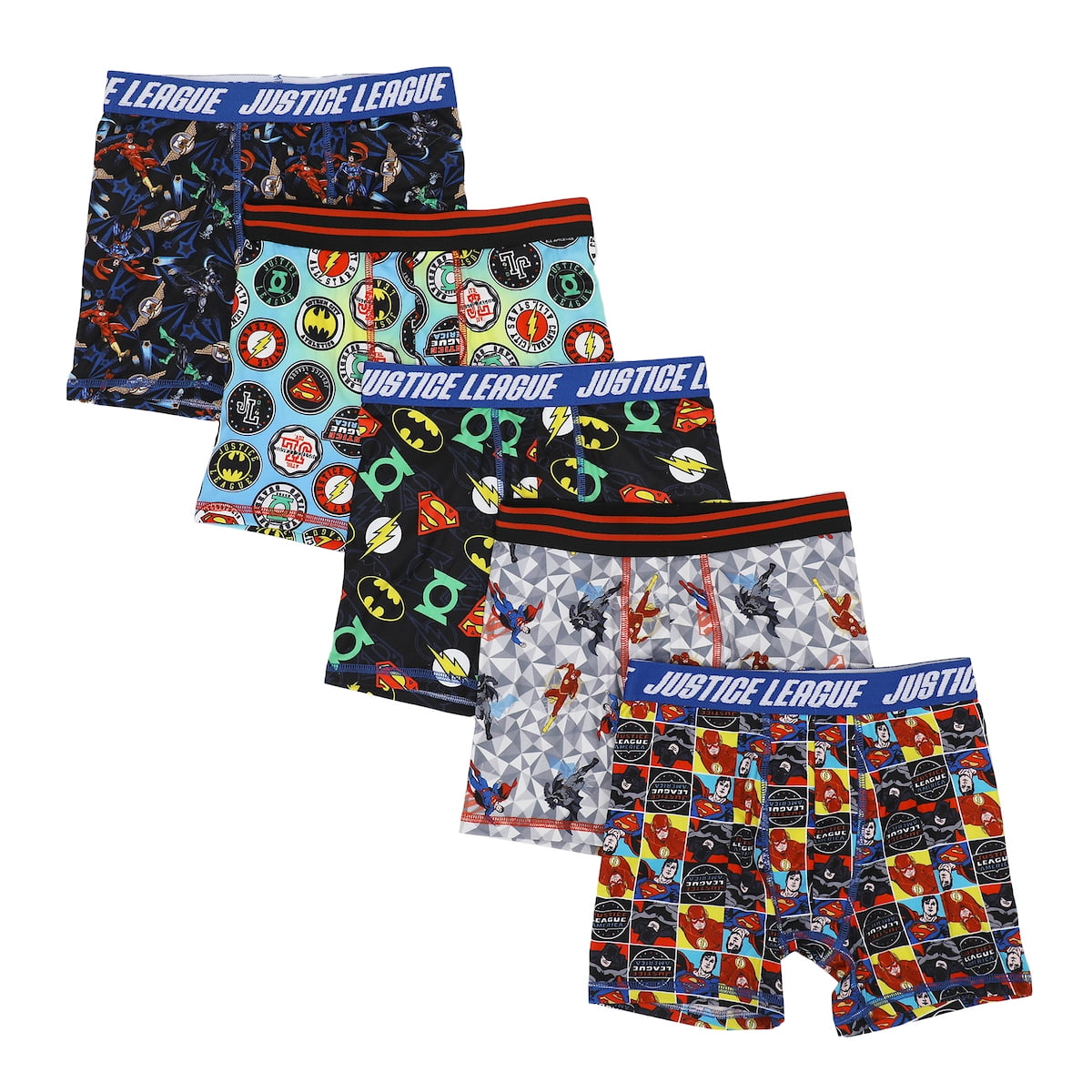 Youth Boys Justice League Boxer Brief Underwear 5-Pack - Superhero ...