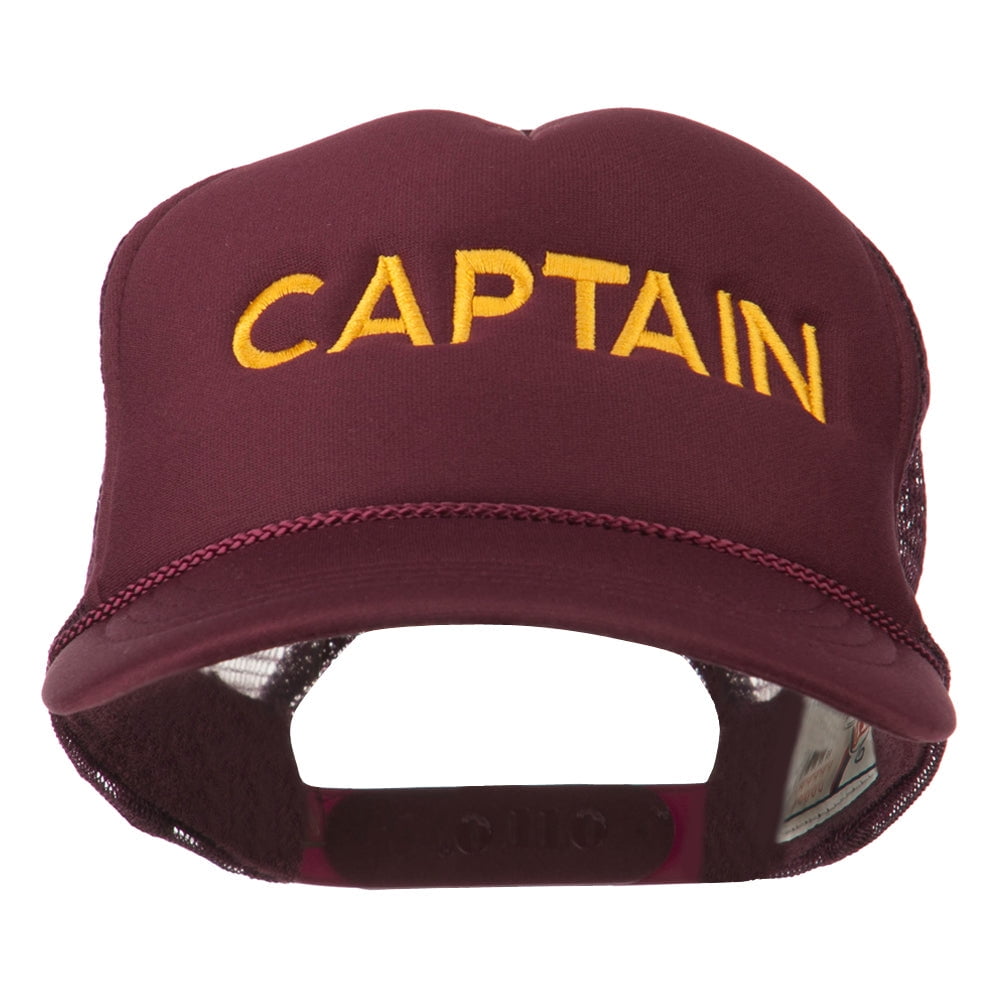 Youth Captain Embroidered Foam Mesh Back Cap - Maroon OSFM - Walmart.com