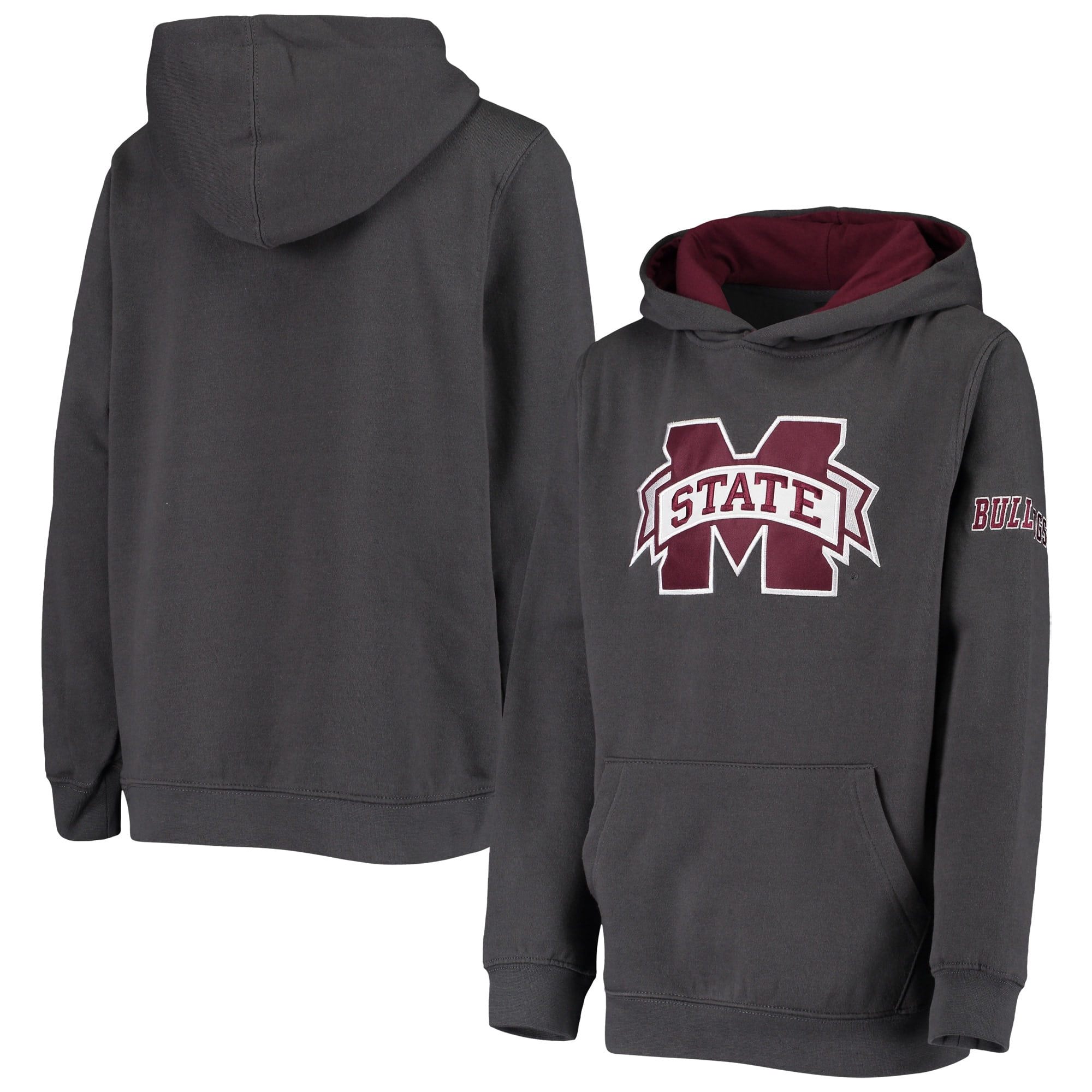 Youth Charcoal Mississippi State Bulldogs Big Logo Pullover Hoodie ...