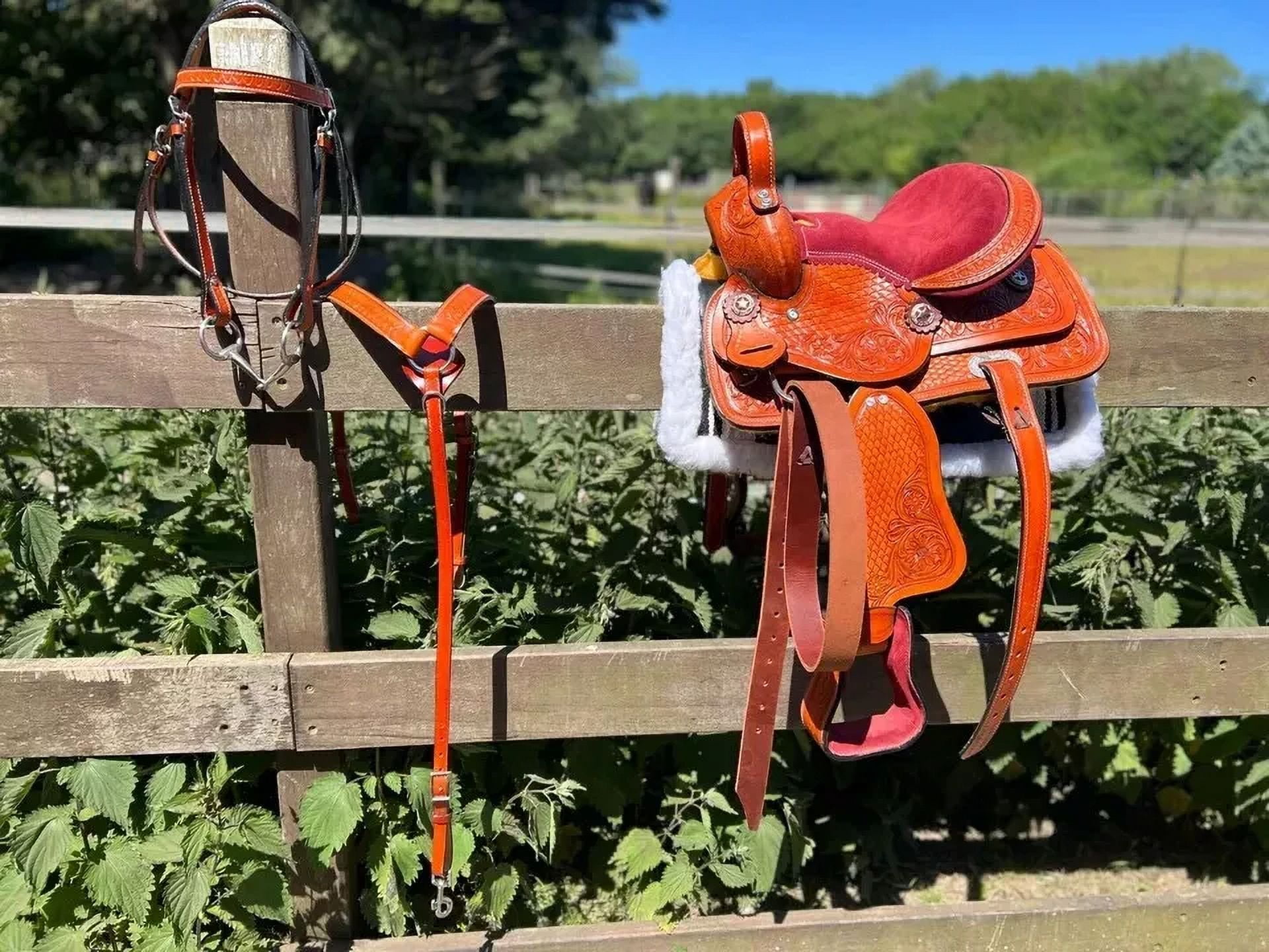 Youth Child Saddle Leather Western Horse With Handle & Tack set ...