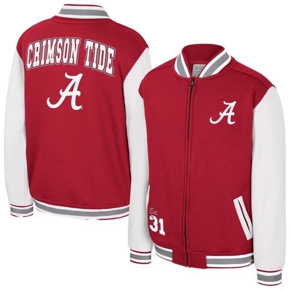 Youth Colosseum Crimson Alabama Crimson Tide Grand Tour Full-Zip Bomber ...