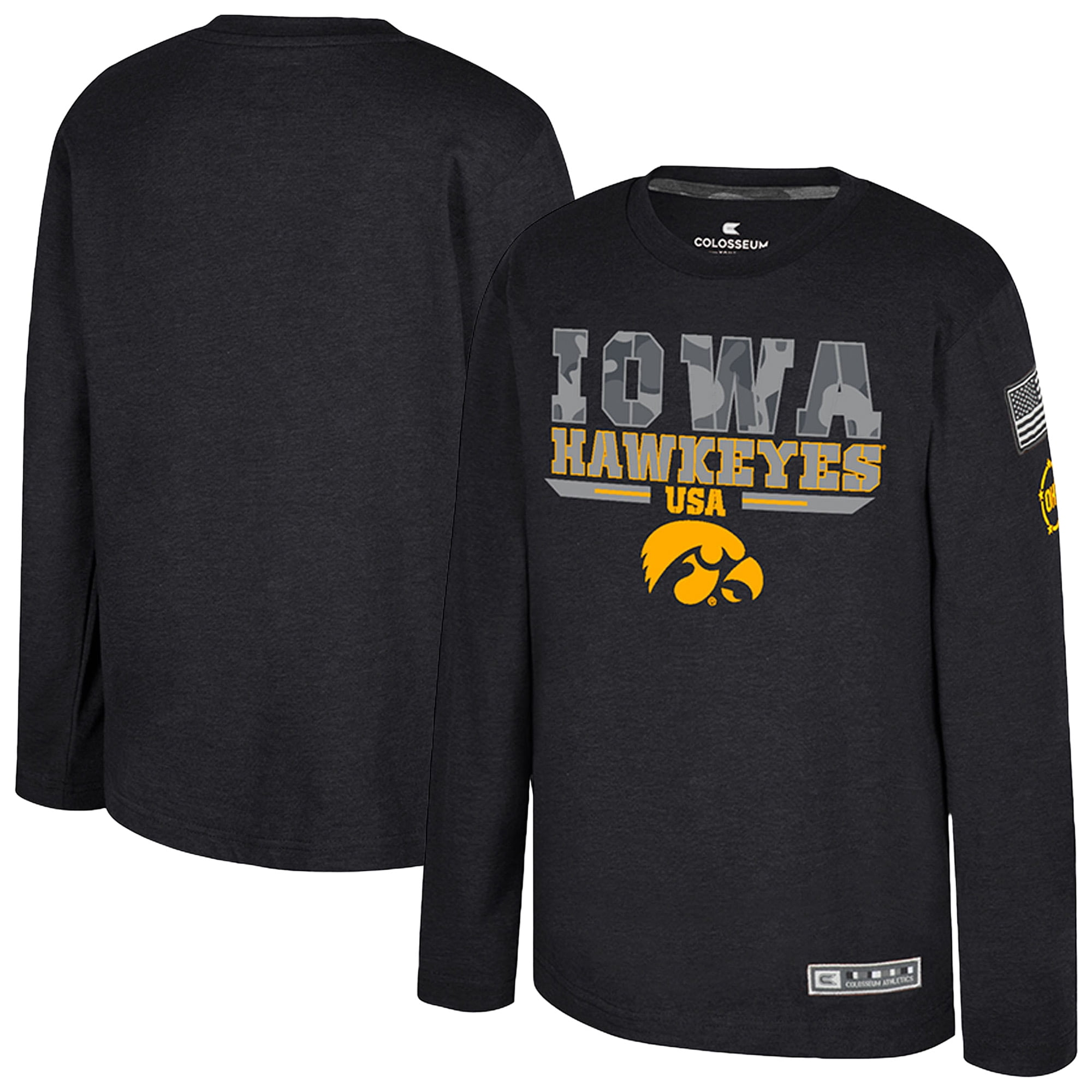 Youth Colosseum Heather Black Iowa Hawkeyes OHT Military Appreciation ...