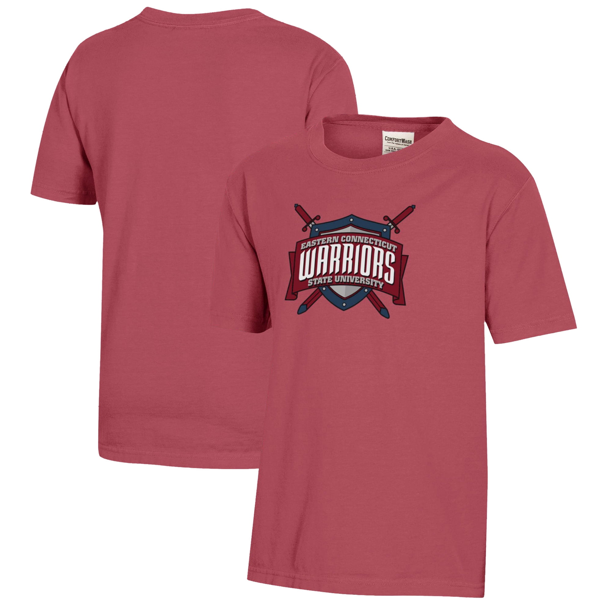 Youth Crimson Eastern Connecticut State Warriors Logo Comfort Wash T ...