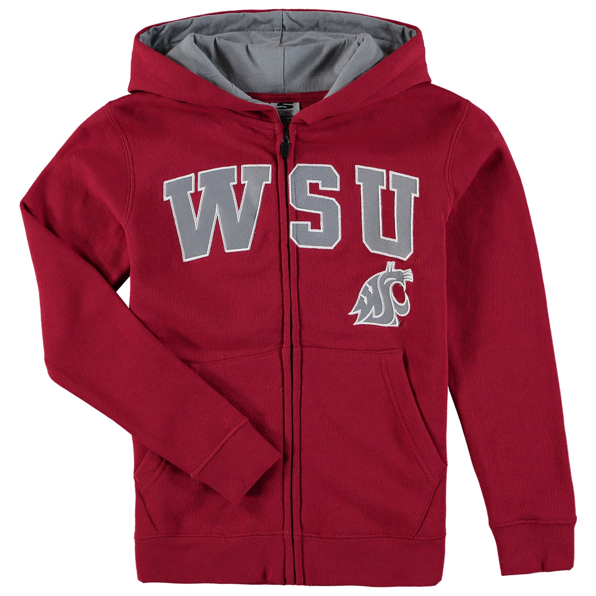 Youth Crimson Washington State Cougars Applique Arch & Logo Full-Zip ...