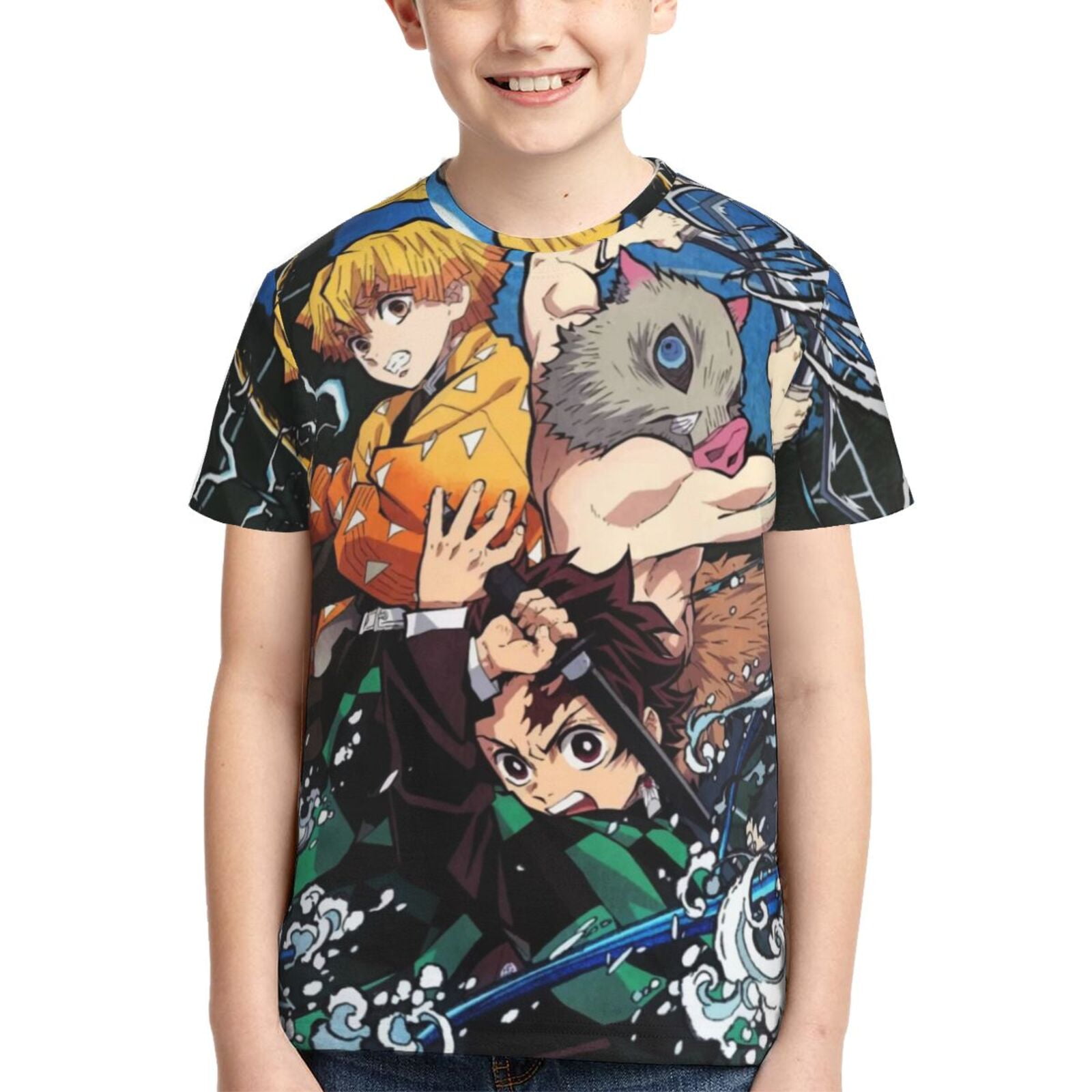 Youth Demon Slayer T Shirts 3D Printed Short Sleeve Tee Shirt for Boys ...
