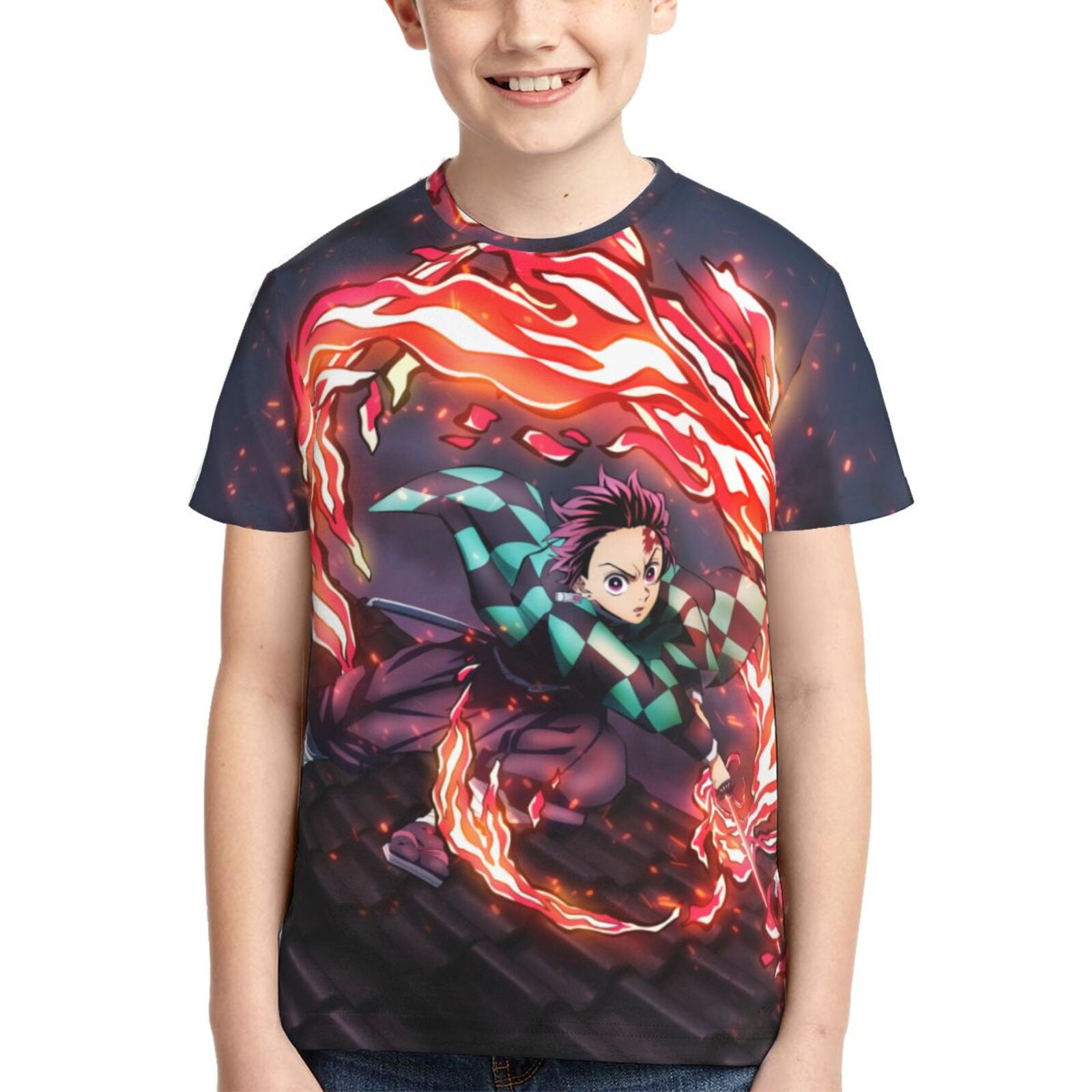 Youth Demon Slayer T Shirts 3D Printed Short Sleeve Tee Shirt for Boys ...