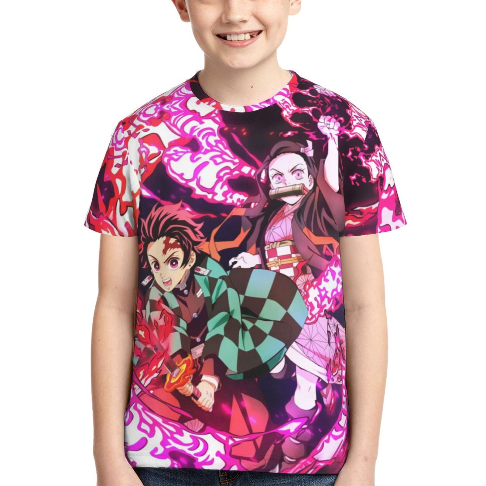 Youth Demon Slayer T Shirts 3D Printed Short Sleeve Tee Shirt for Boys ...