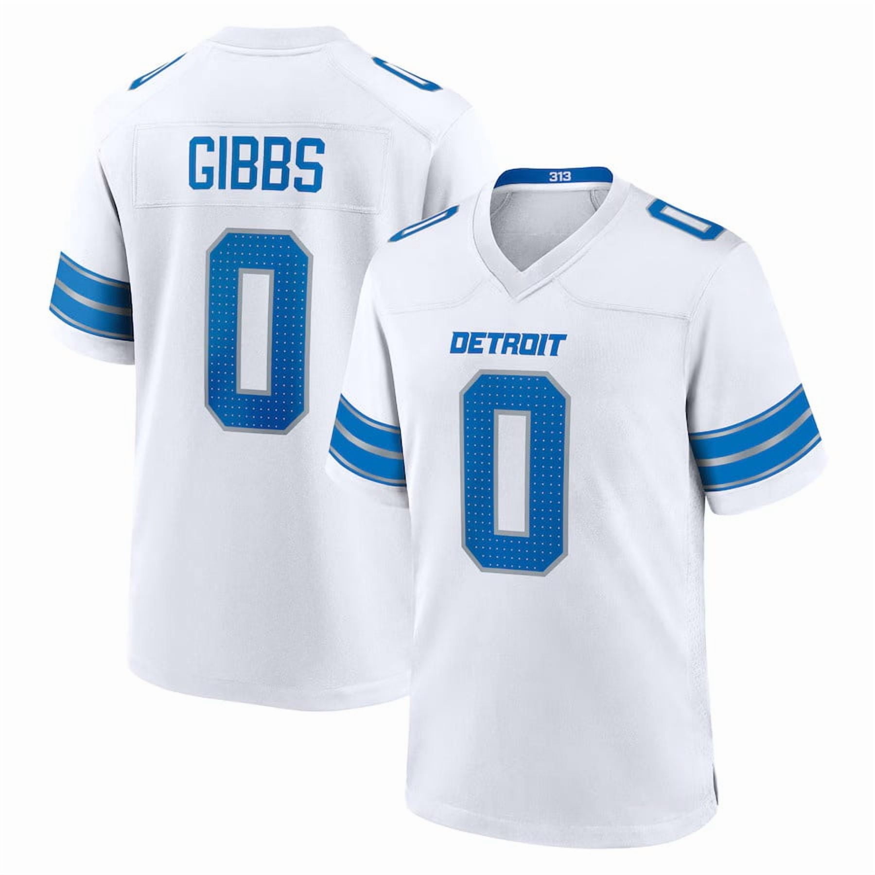 Youth Detroit Gibbs 0 White Sports Player Game Stitched Name Number T ...