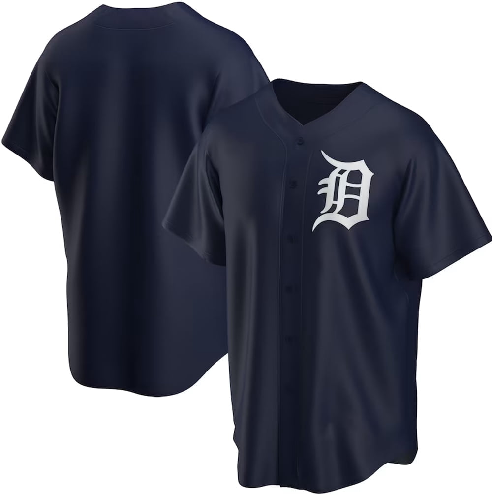 Youth Detroit Navy Replica Stitched Blank Team T-shirts Sports Tops ...