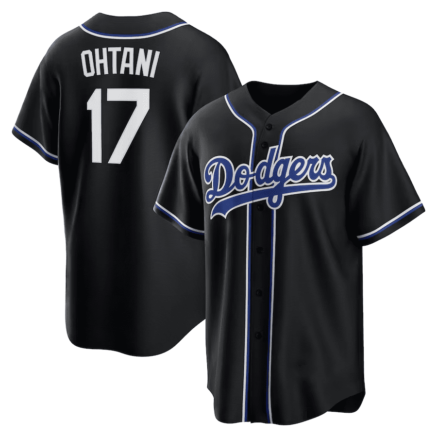 Youth Dodgers Shohei Ohtani#17 Black Lights Out Jersey Baseball Team ...