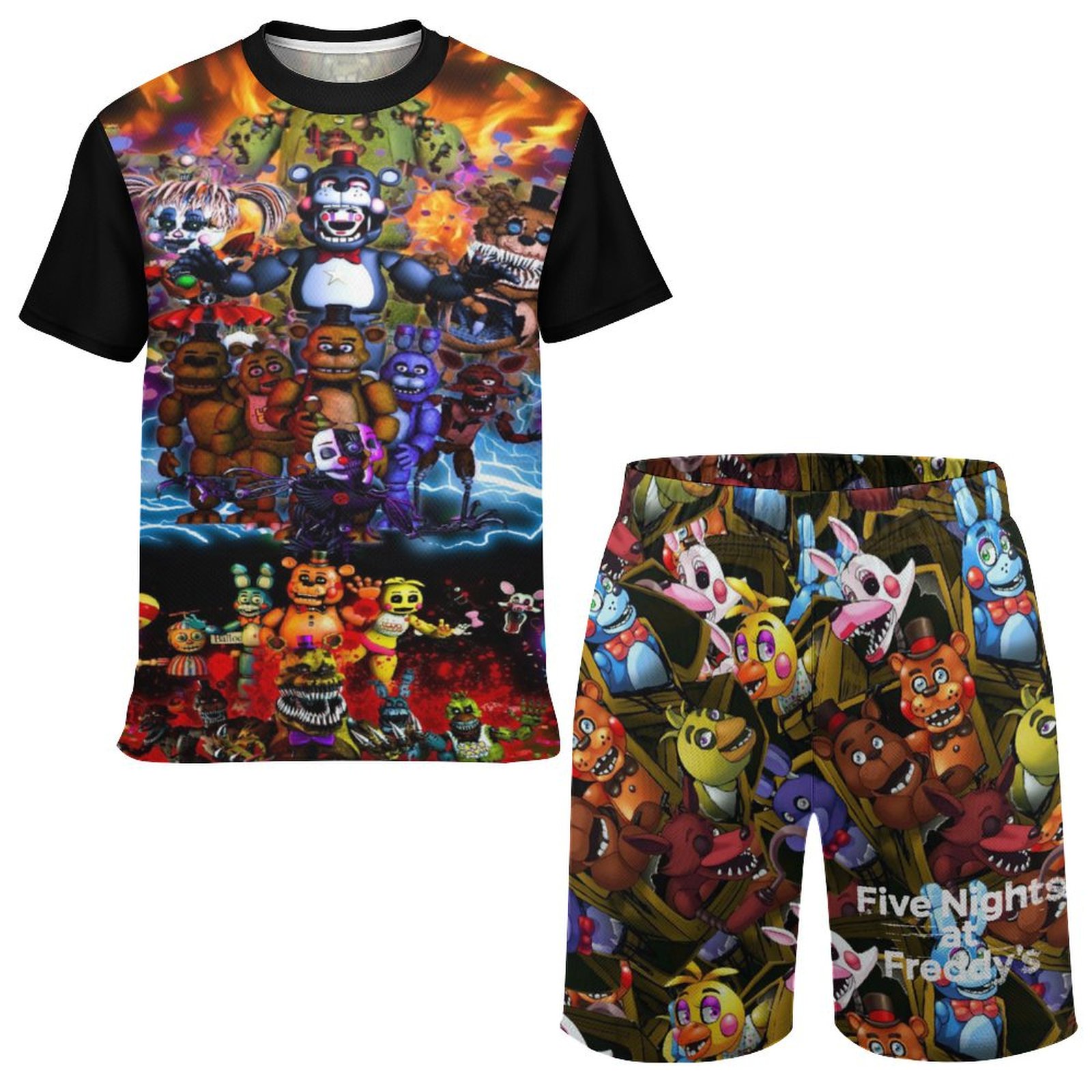 Youth Five Nights At Fre-dd Shirt Set Game Movie Character Tee and ...