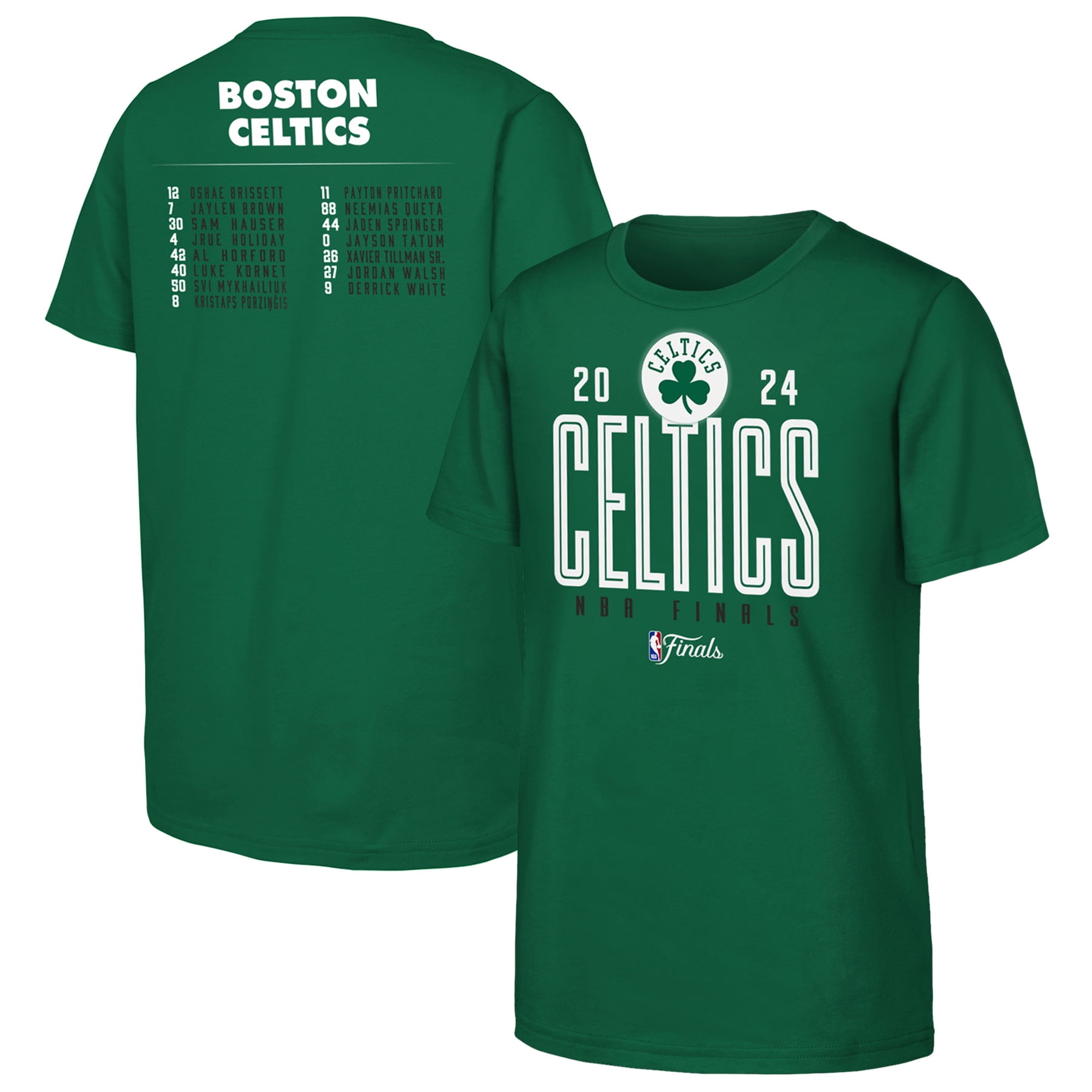 Youth Fanatics Kelly Green Boston Celtics 2024 NBA Finals Roster T ...