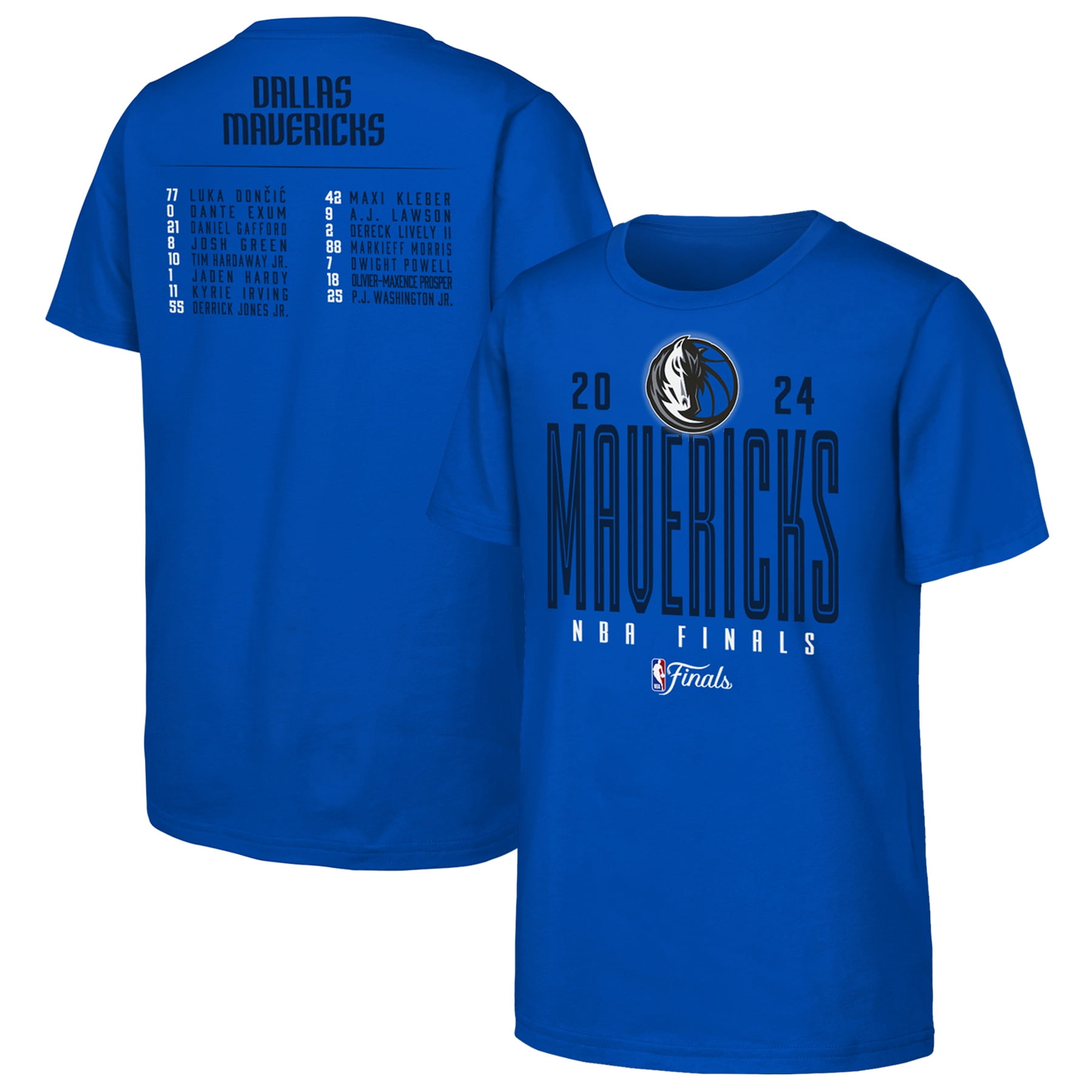 Youth Fanatics Royal Dallas Mavericks 2024 NBA Finals Roster T-Shirt ...