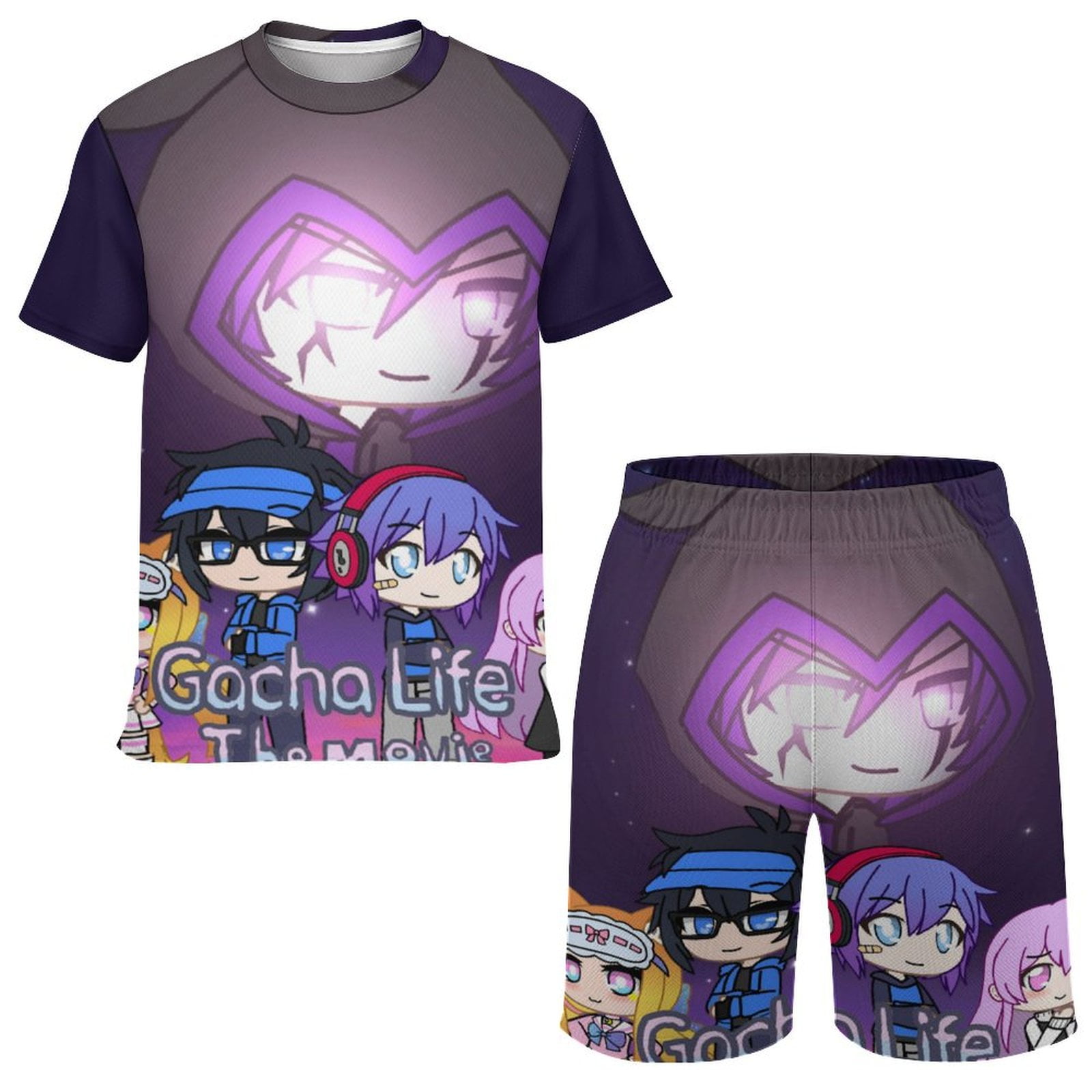 Youth Galaxy Gacha Life Shirt And Short Set Summer Graphic Tee With ...