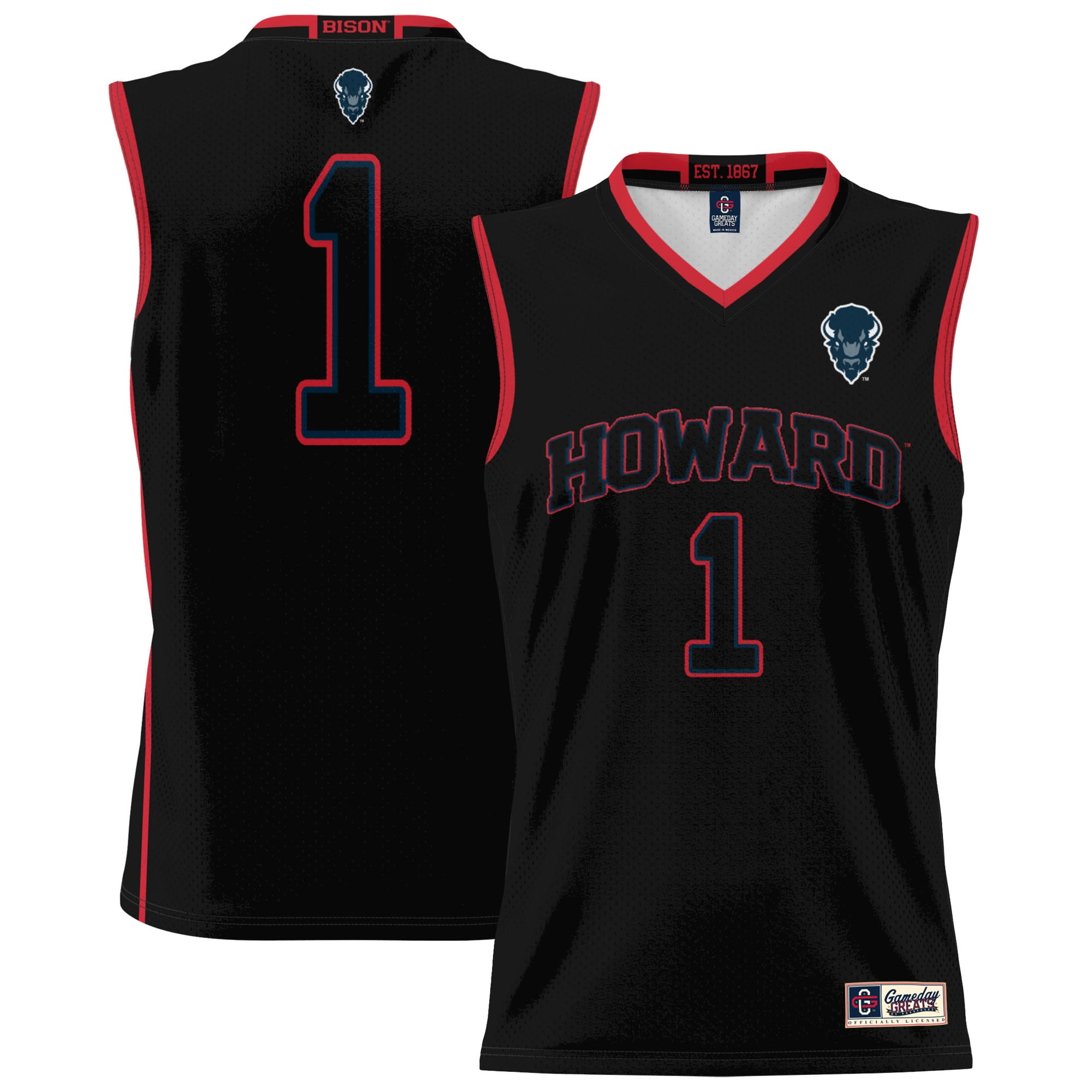 Youth GameDay Greats #1 Black Howard Bison Lightweight Basketball ...