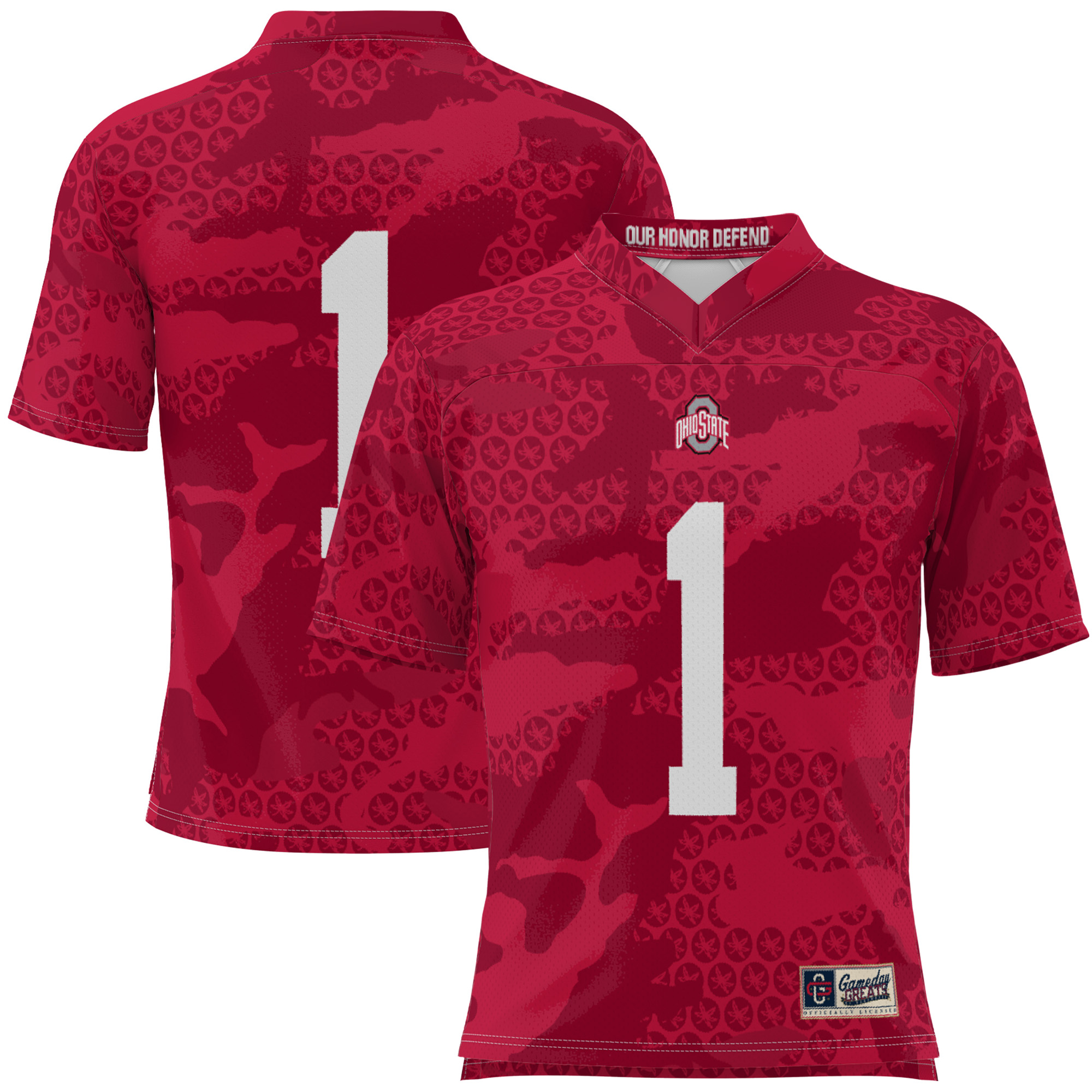 Youth GameDay Greats #1 Scarlet Ohio State Buckeyes Camo Football ...