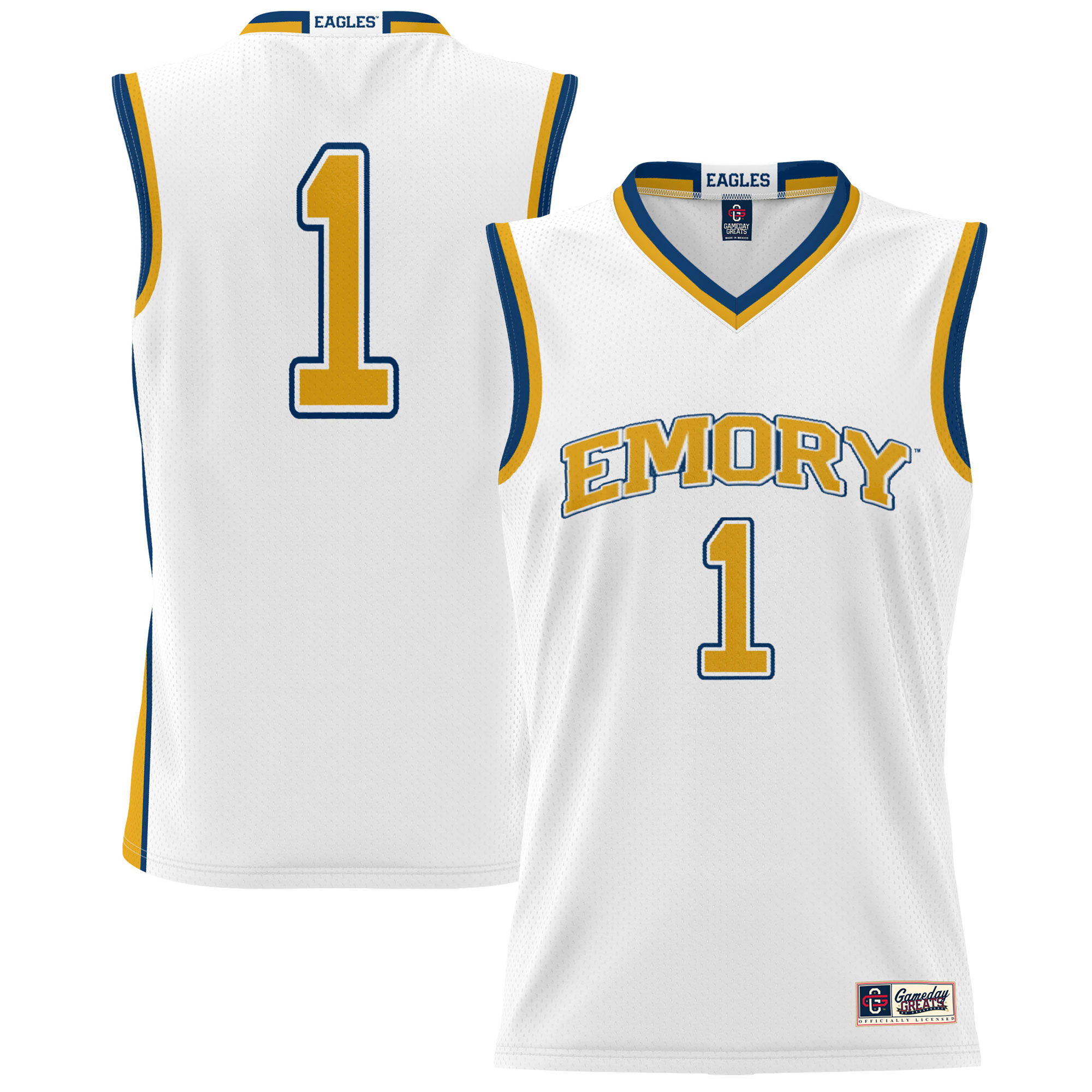 Youth GameDay Greats #1 White Emory Eagles Lightweight Basketball ...