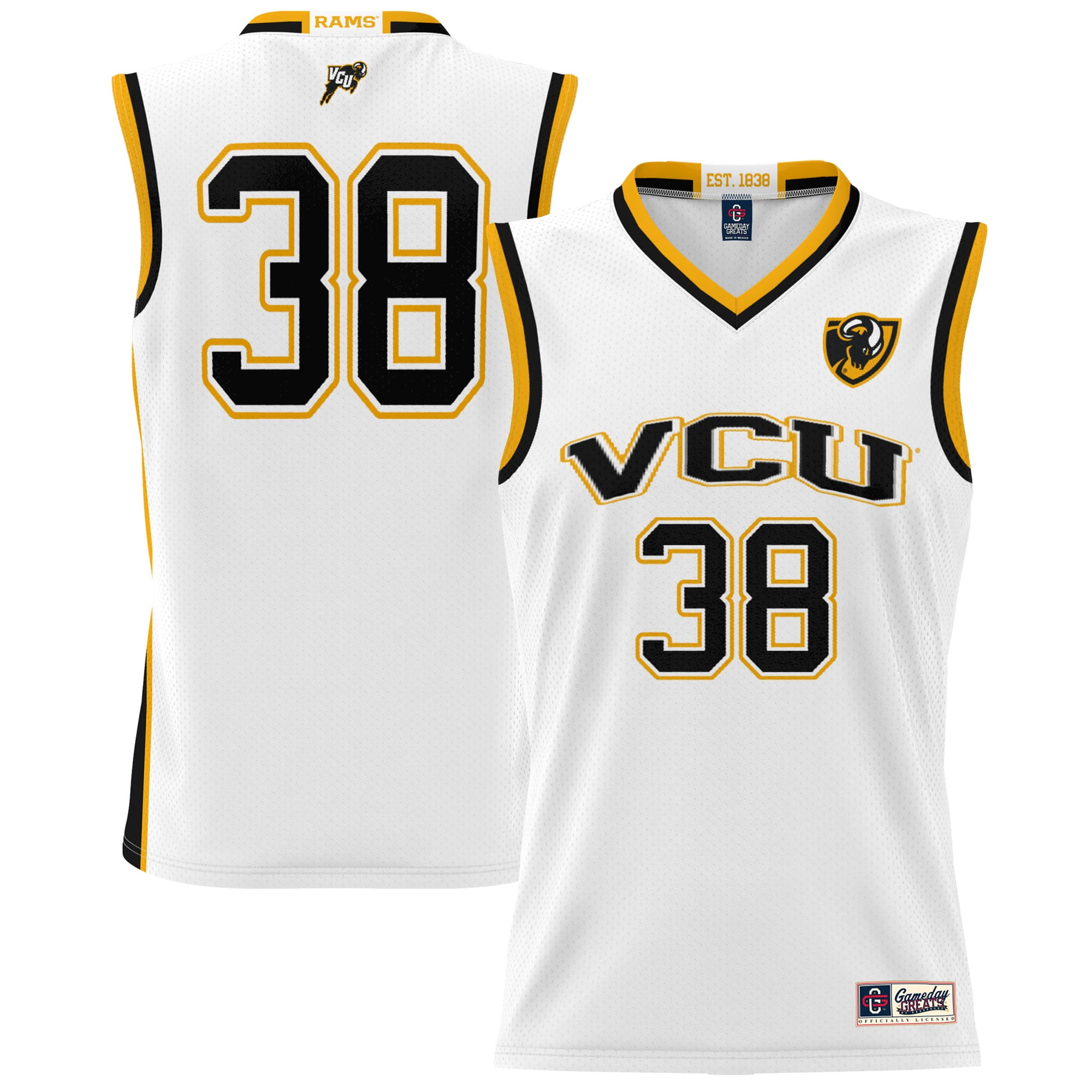 Youth GameDay Greats #38 White VCU Rams Lightweight Basketball Jersey ...