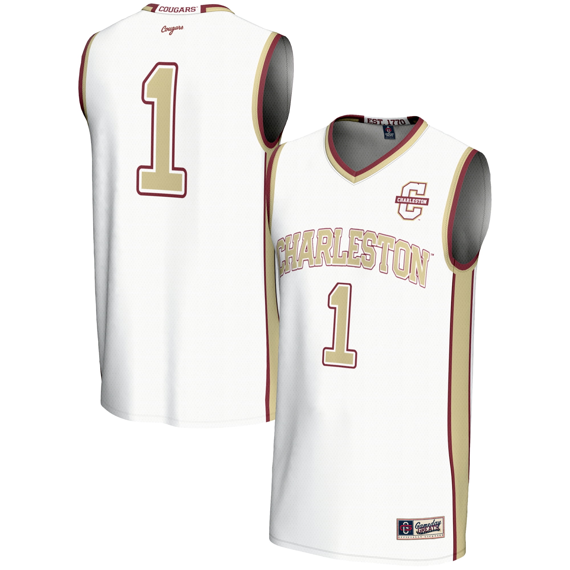 Youth GameDay Greats White Charleston Cougars #1 Basketball Jersey ...