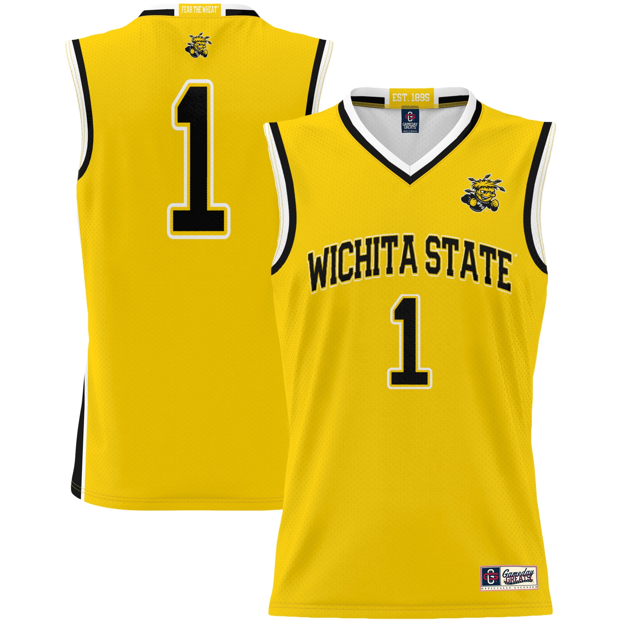 Youth GameDay Greats Yellow Wichita State Shockers #1 Basketball Jersey ...