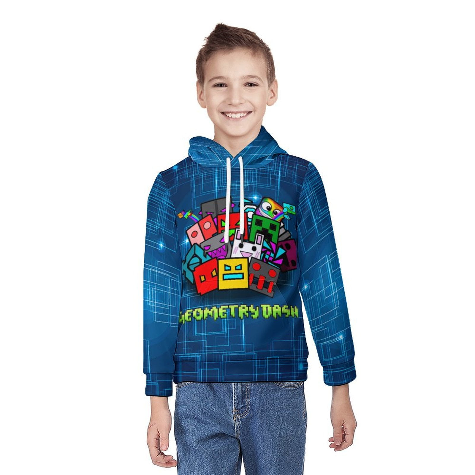 Youth Geometry Dash Geometry Dash Hoodies 3D Print Pullover Hooded ...