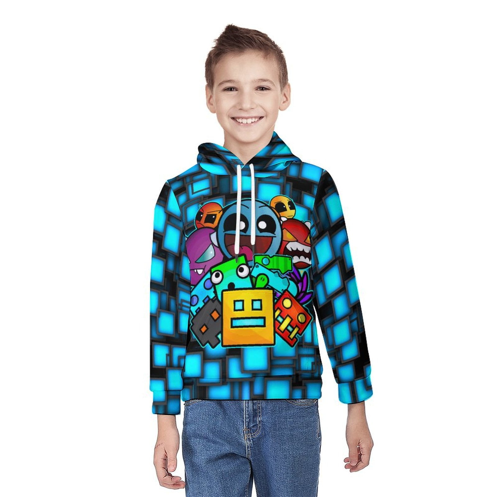 Youth Geometry Dash Geometry Dash Hoodies 3D Print Pullover Hooded ...