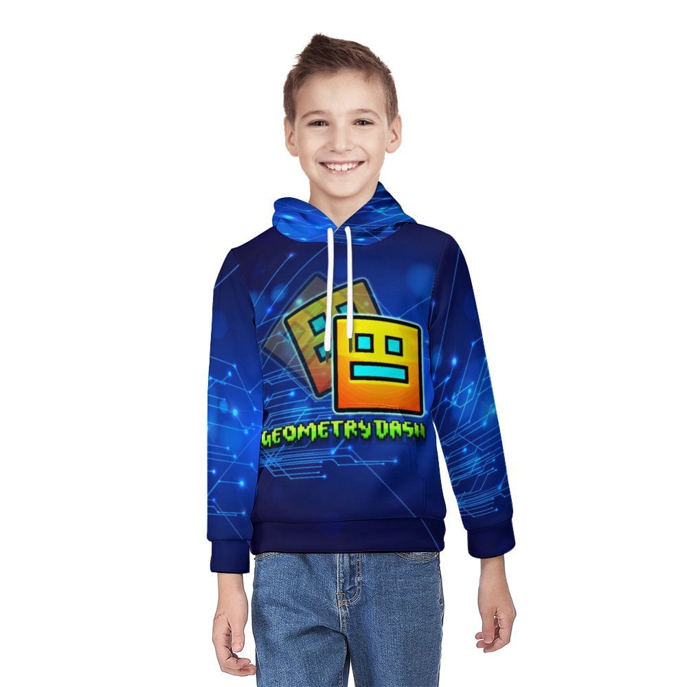 Youth Geometry Dash Geometry Dash Hoodies 3D Print Pullover Hooded ...