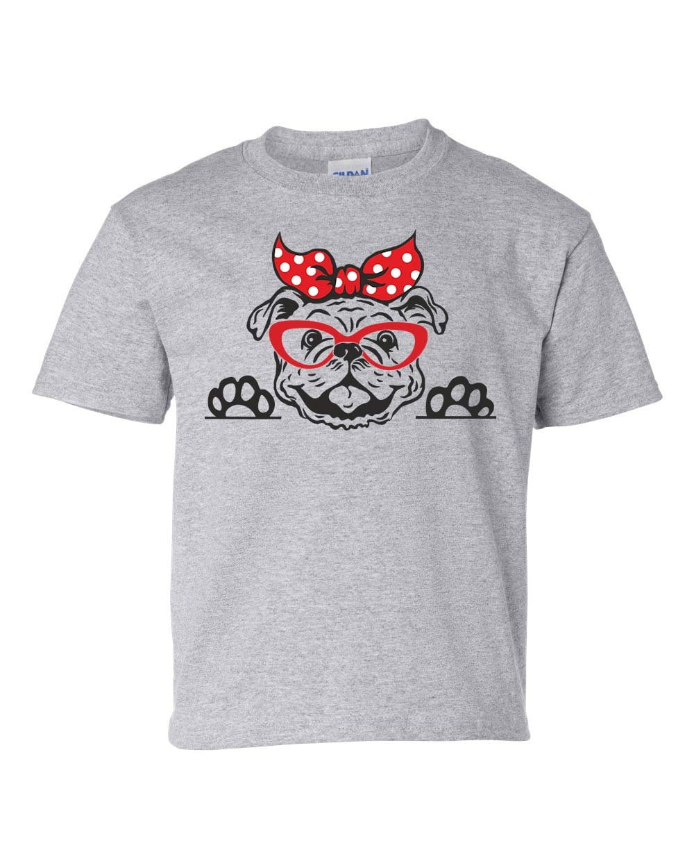 Youth Girls Georgia Football Georgia Cute Bulldog with Bow Short Sleeve ...
