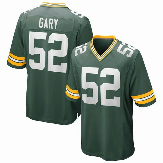 Youth Green Bay Gary 52 Green Sports Player Game Stitched Name Number T ...