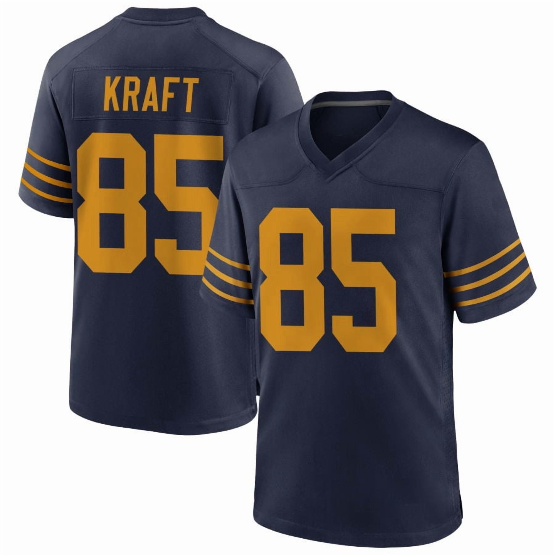 Youth Green Bay Kraft 85 Navy Sports Player Game Stitched Name Number T ...