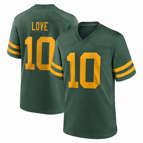 Youth Green Bay Love 10 Green Alternate Sports Player Game Stitched ...