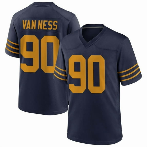 Youth Green Bay Van Ness 90 Navy Sports Player Game Stitched Name ...