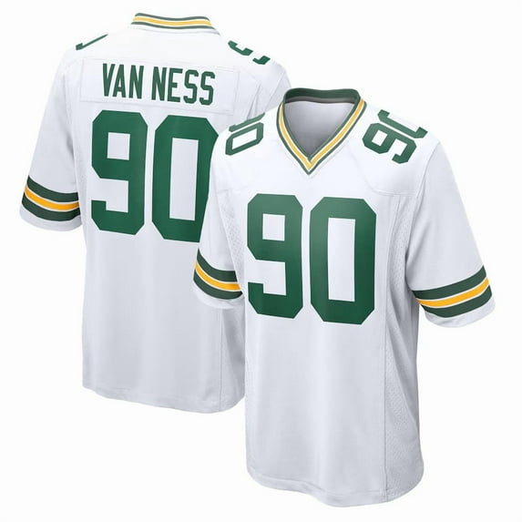 Youth Green Bay Van Ness 90 White Sports Player Game Stitched Name ...