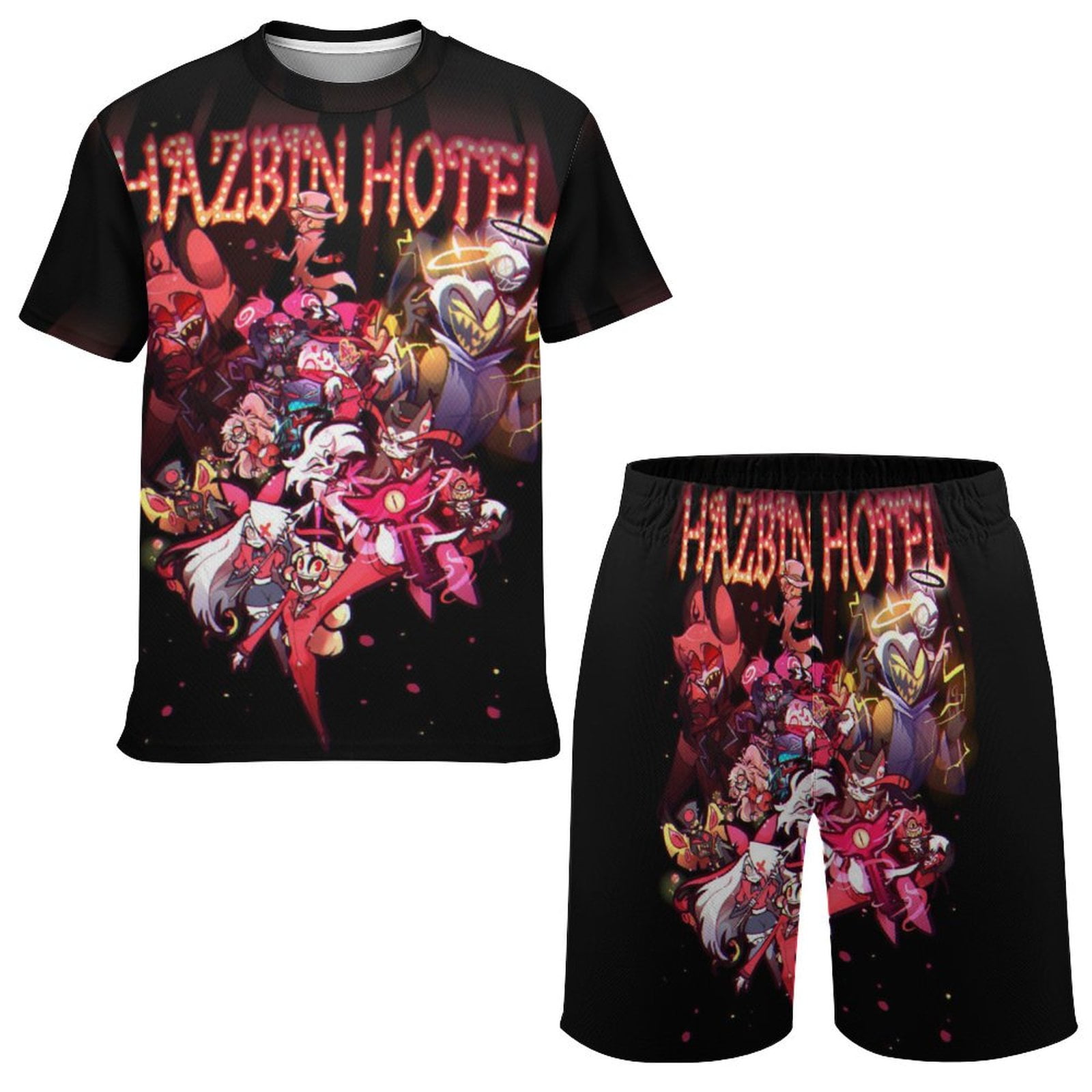 Youth Hazbin Hotel Helluva Boss Shirt Set Tee and Pants 3D Graphic ...
