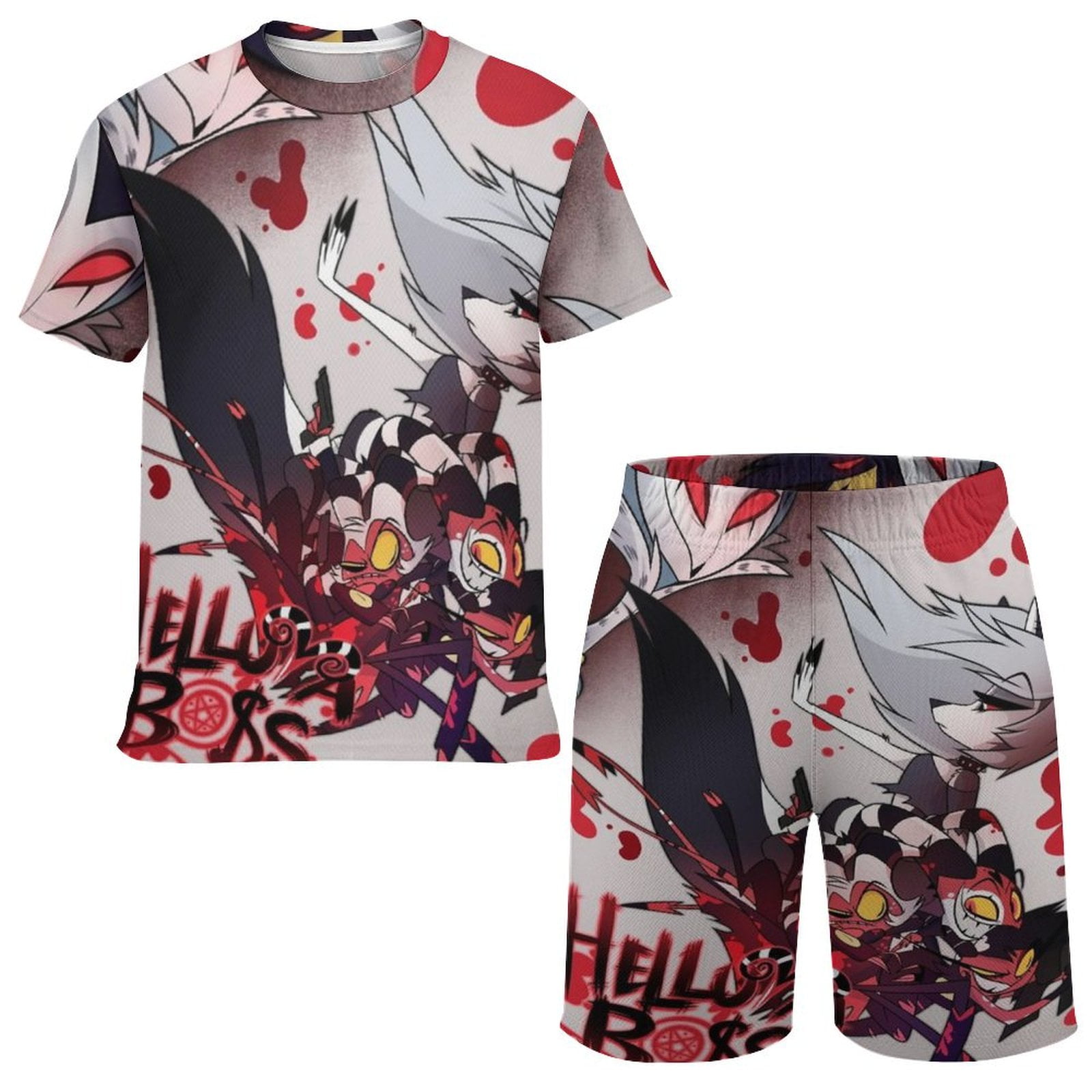Youth Hazbin Hotel Helluva Boss Shirt Set Tee and Pants 3D Graphic ...