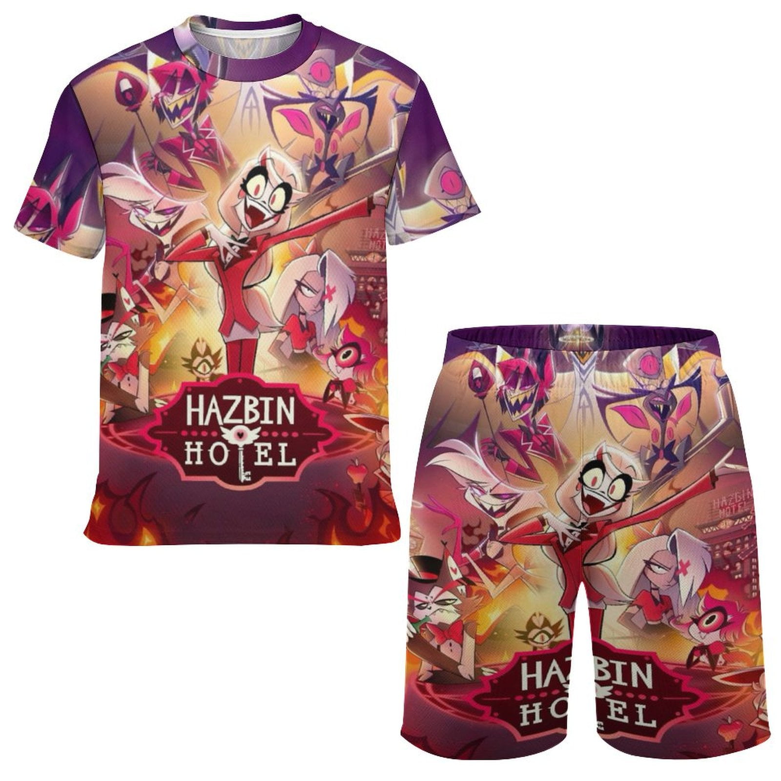 Youth Hazbin Hotel Helluva Boss Shirt Set Tee and Pants 3D Graphic ...