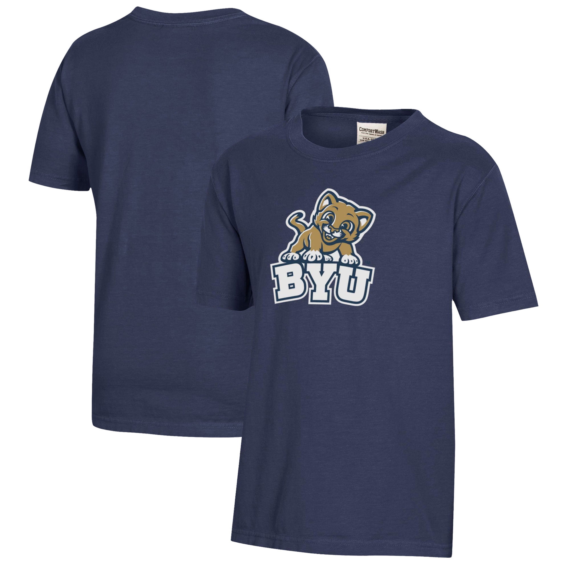 Youth Heather Navy BYU Cougars Logo Comfort Wash T-Shirt - Walmart.com